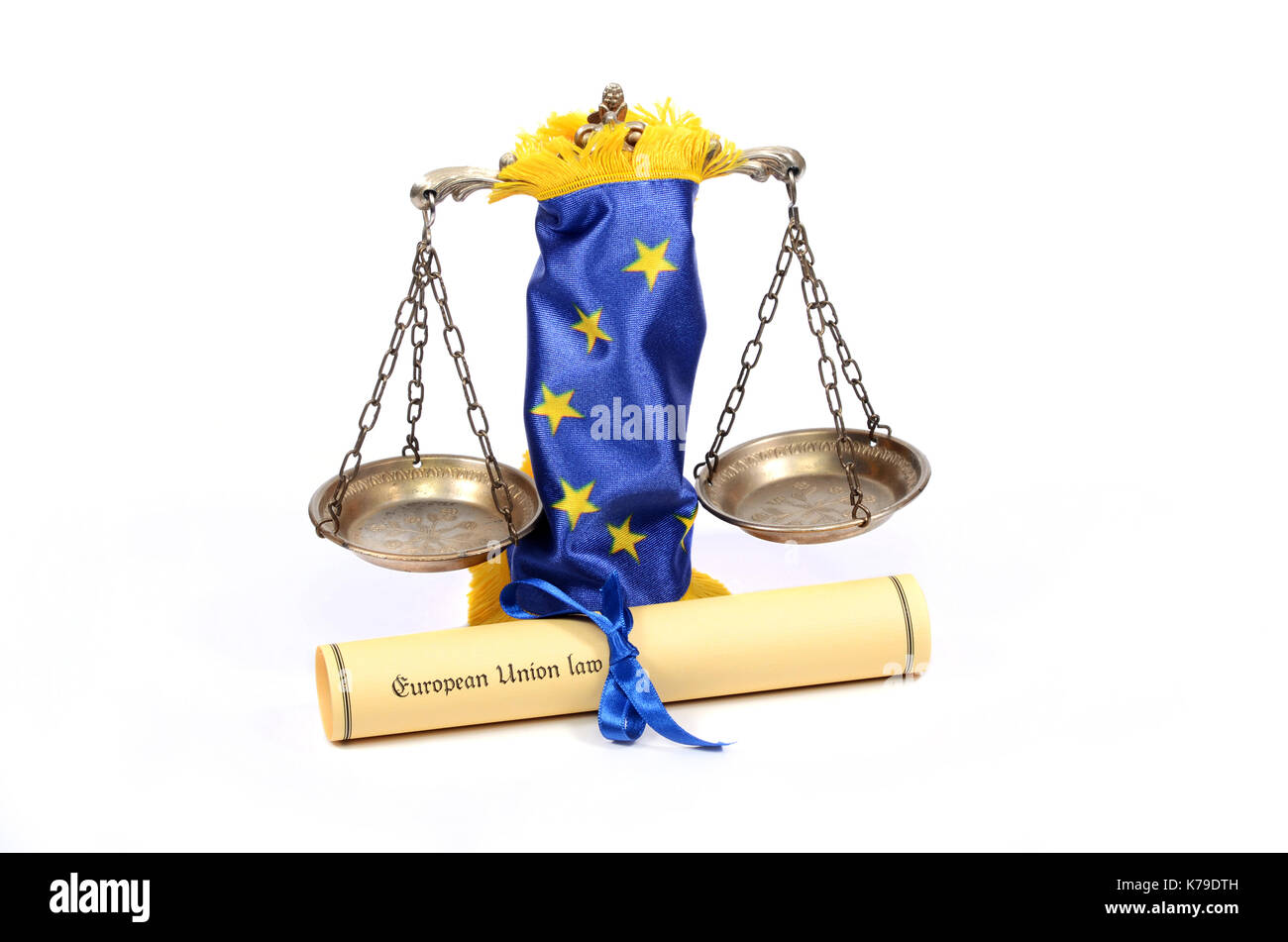 European union law , scales of Justice, European union flag , isolated ...
