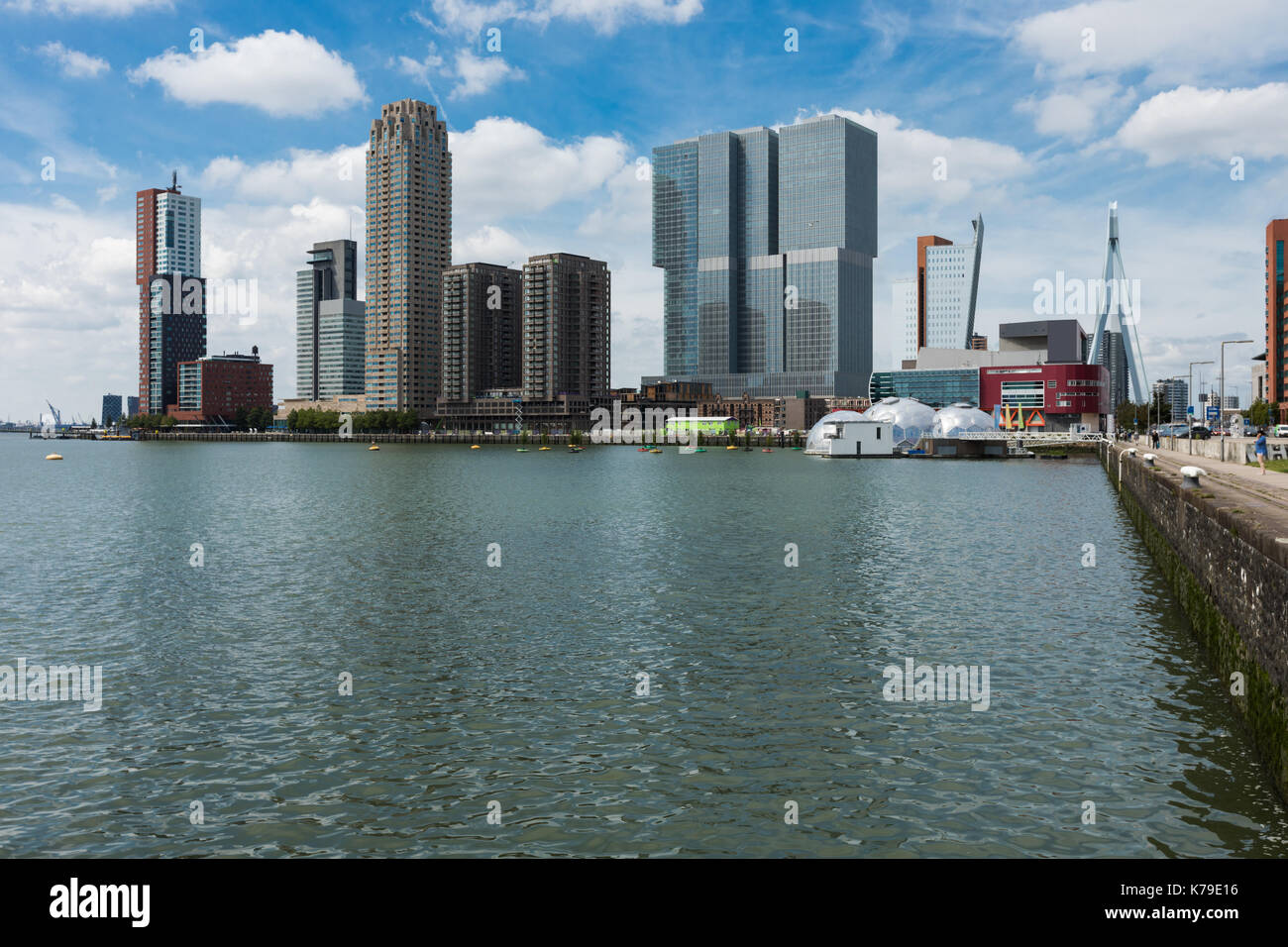 Rotterdam skyline cityscape. Wilhelmina Pier docklands with Cruise ...