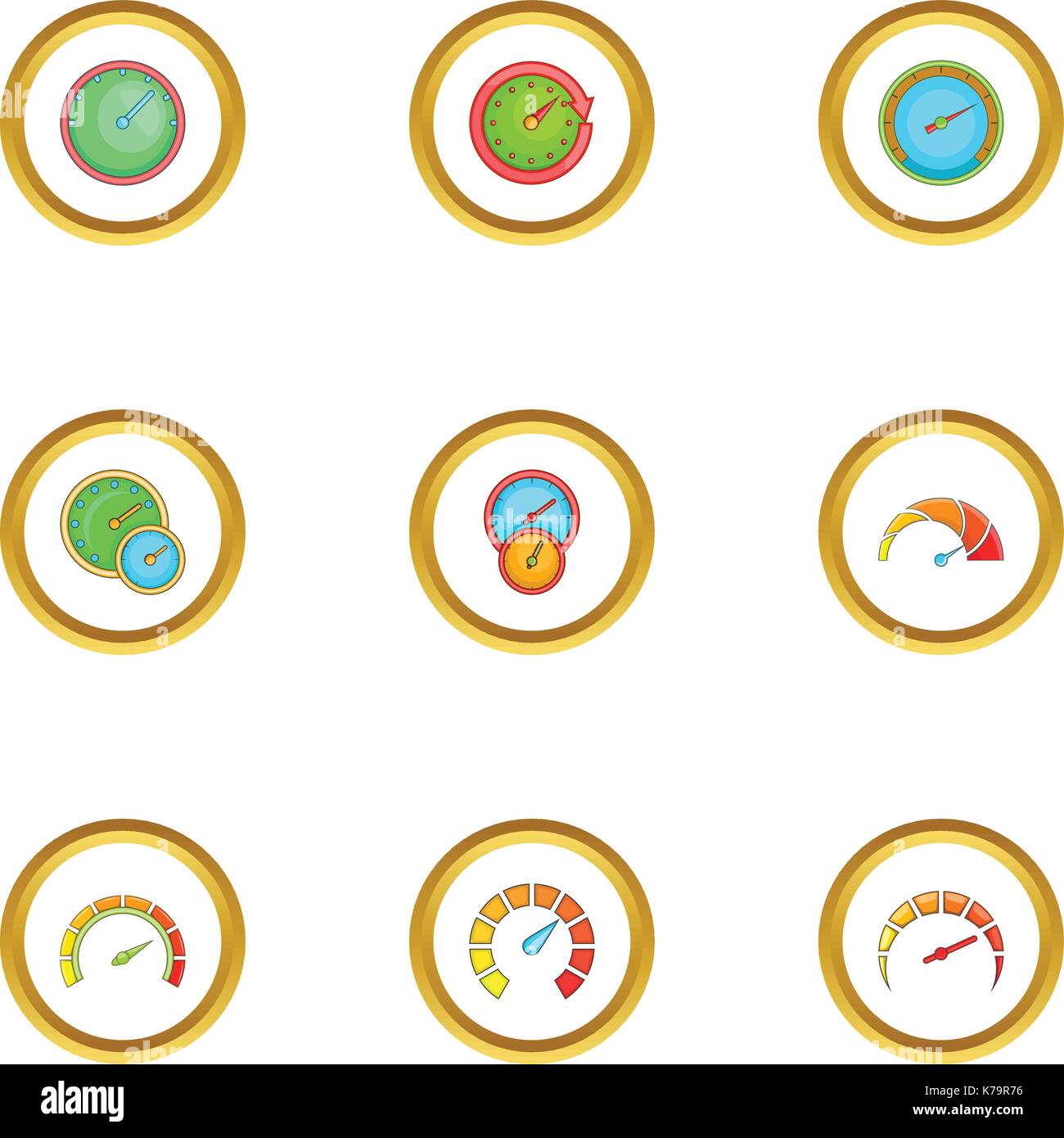Speedometer icons set, cartoon style Stock Vector Image & Art - Alamy