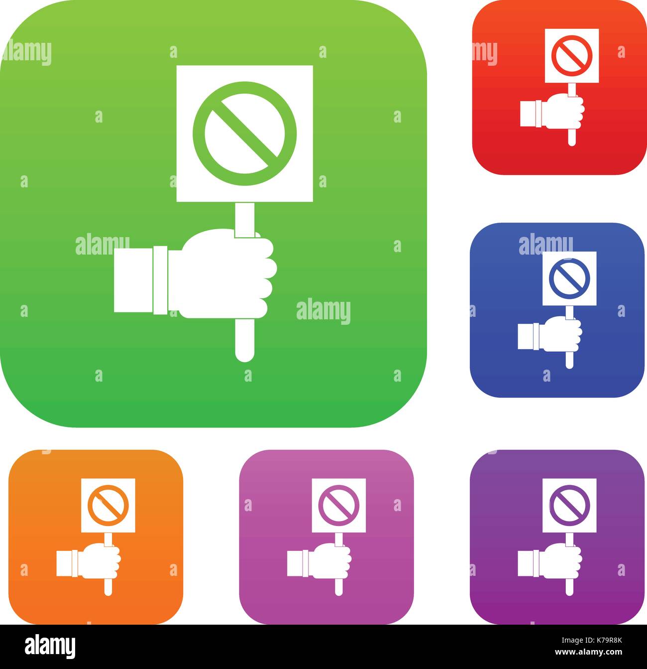 Hand showing stop signboard set color collection Stock Vector Image ...