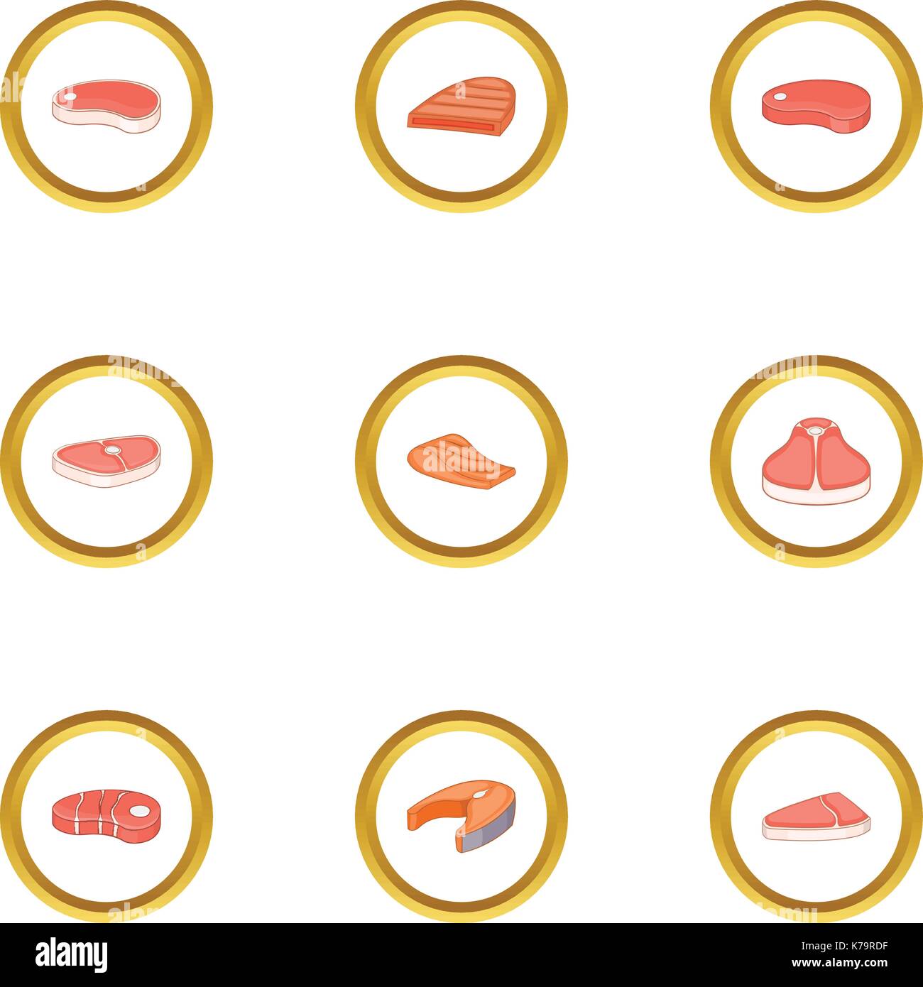 Kind of meat icons set, cartoon style Stock Vector Image & Art - Alamy