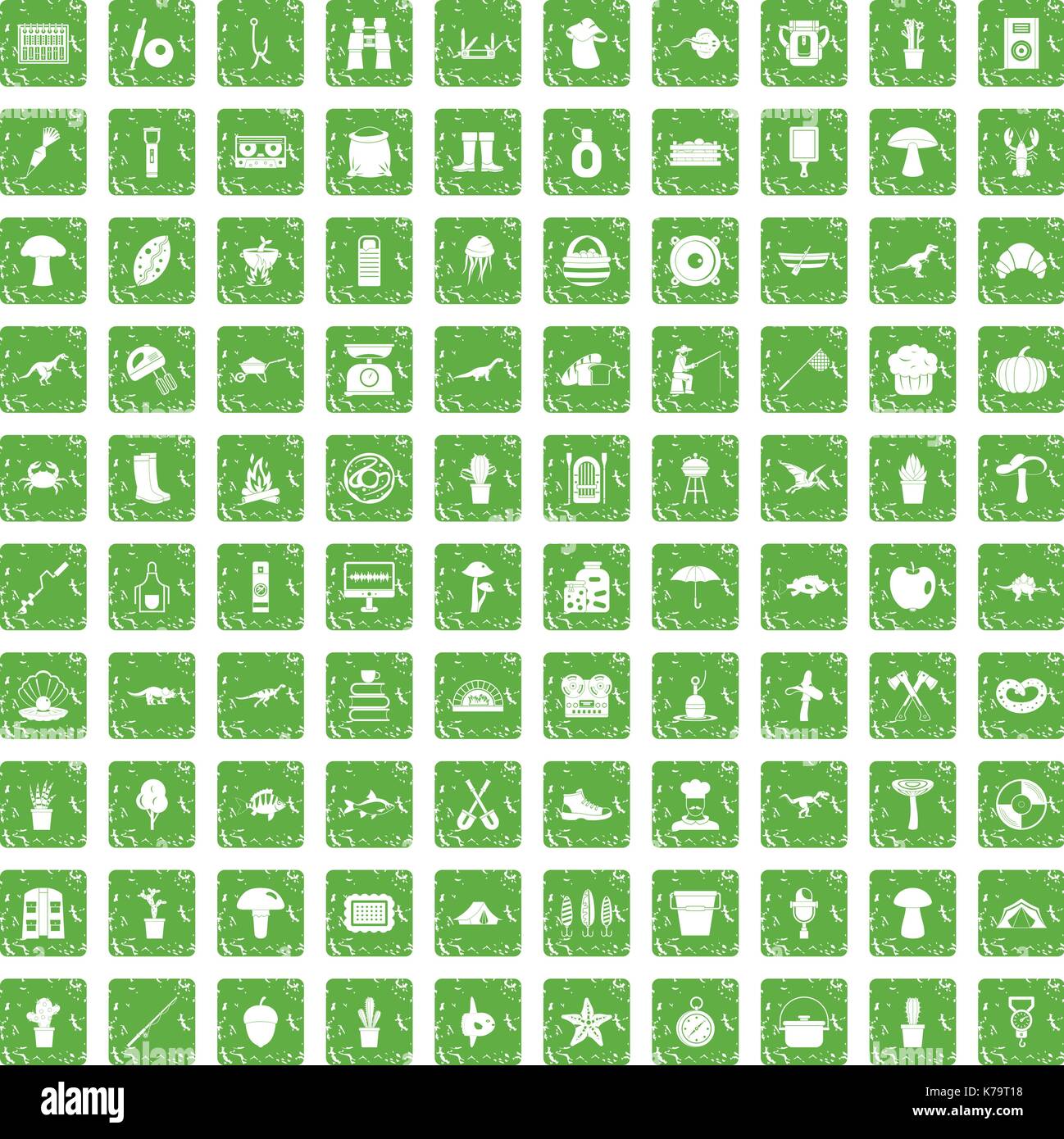100 hobby icons set grunge green Stock Vector Image & Art - Alamy