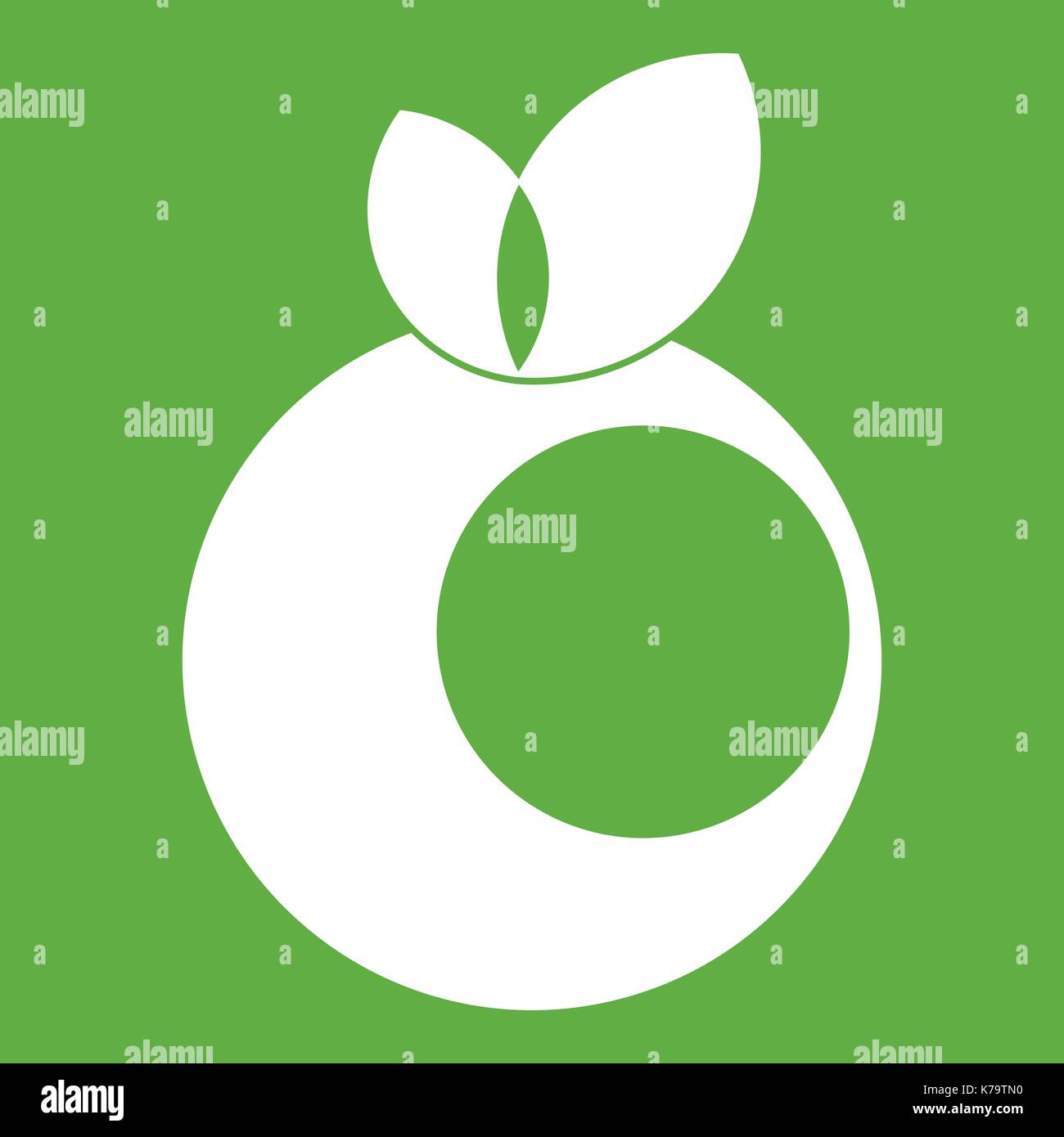 Round apple with leaves icon green Stock Vector Image & Art - Alamy