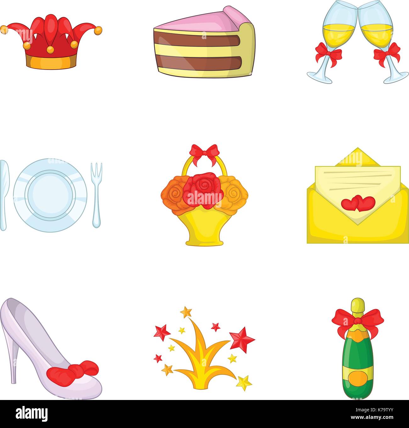 Females party icons set, cartoon style Stock Vector Image & Art - Alamy
