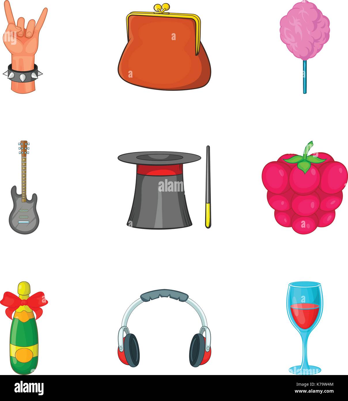 Rock party icon set, cartoon style Stock Vector Image & Art - Alamy