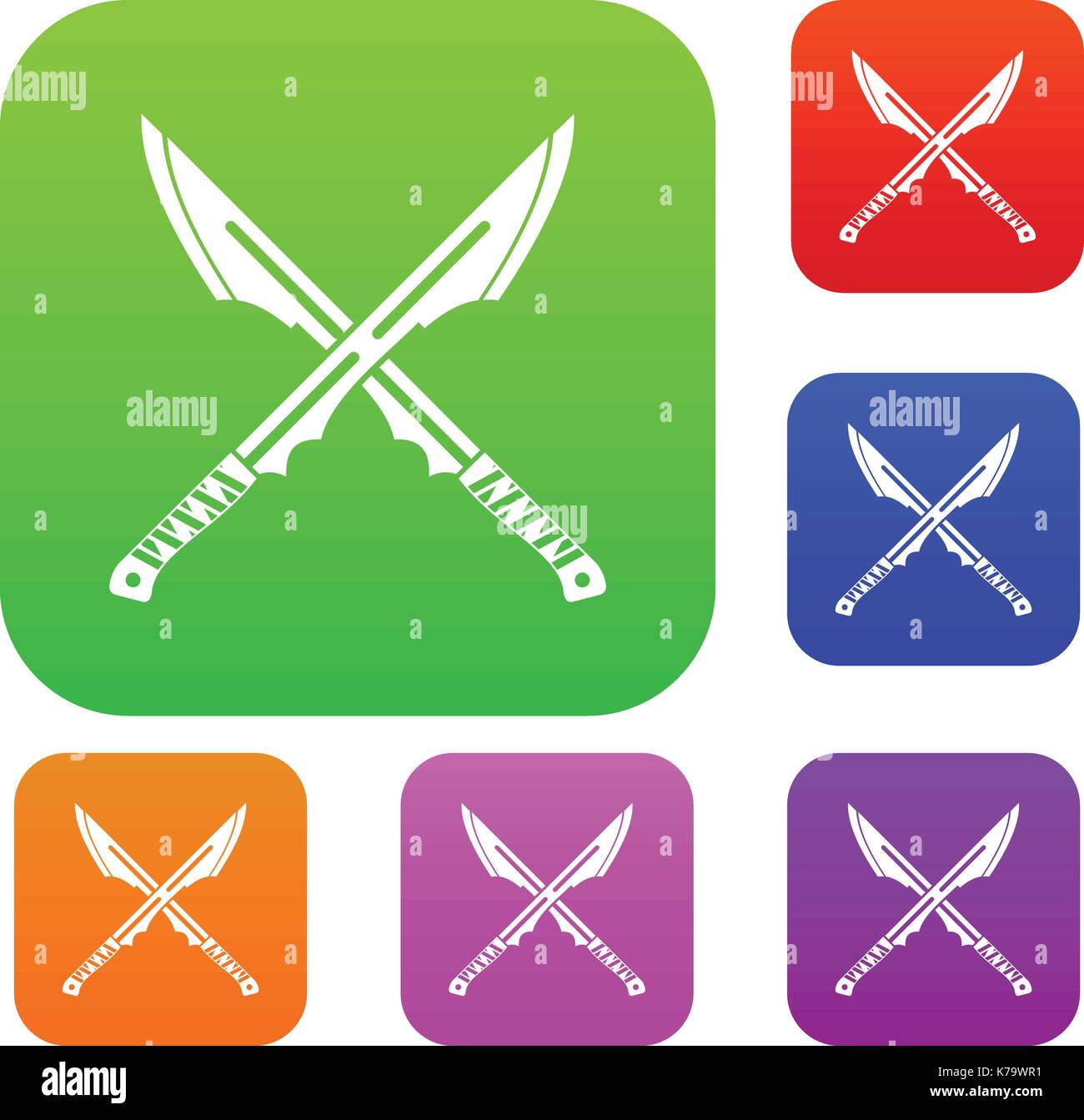 Japanese Tanto daggersset color collection Stock Vector Image & Art - Alamy