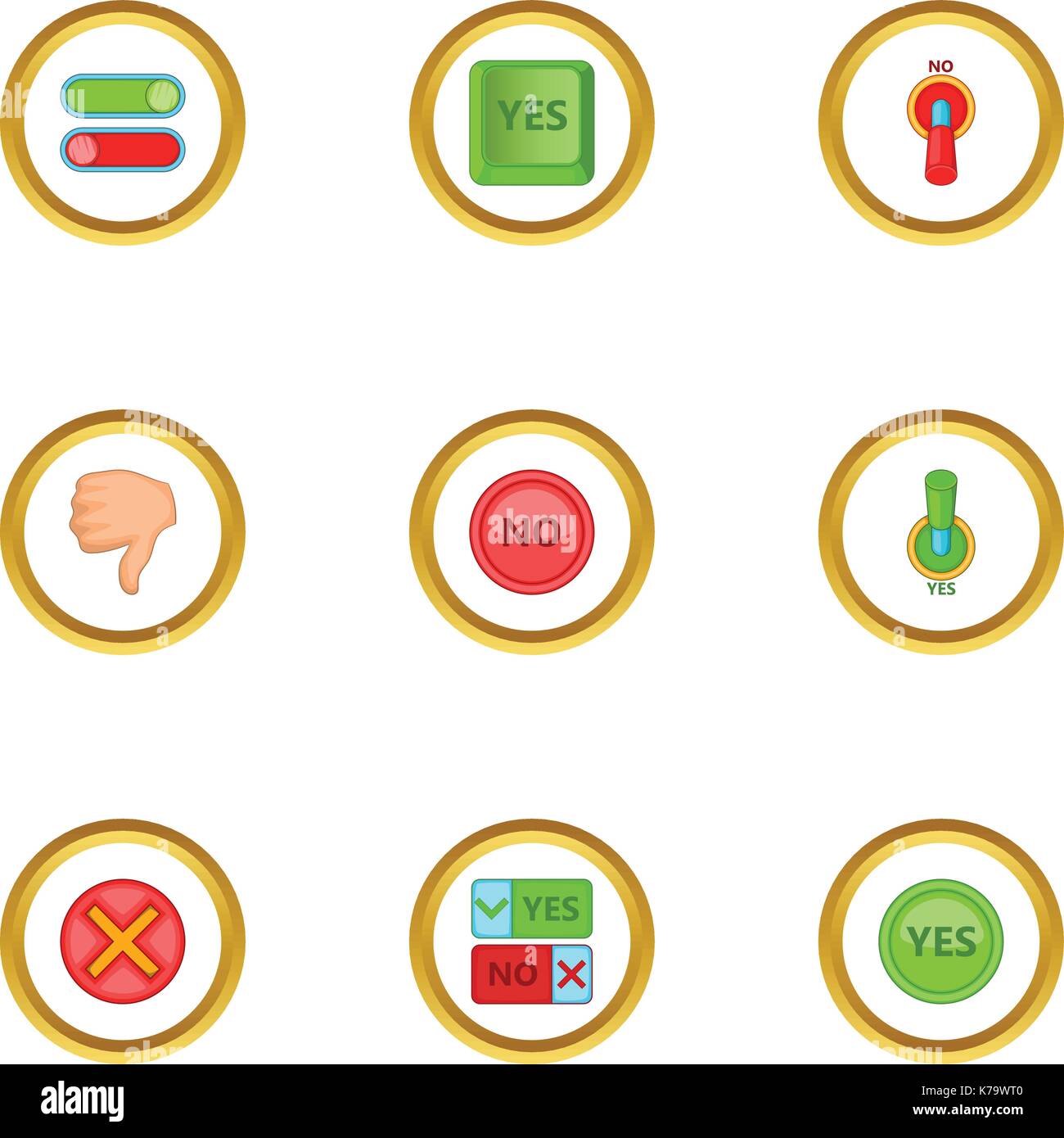 Yes and no button icons set, cartoon style Stock Vector Image & Art - Alamy