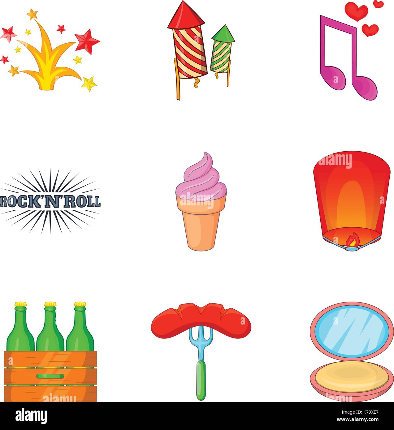 Firework party icon set, cartoon style Stock Vector Image & Art - Alamy