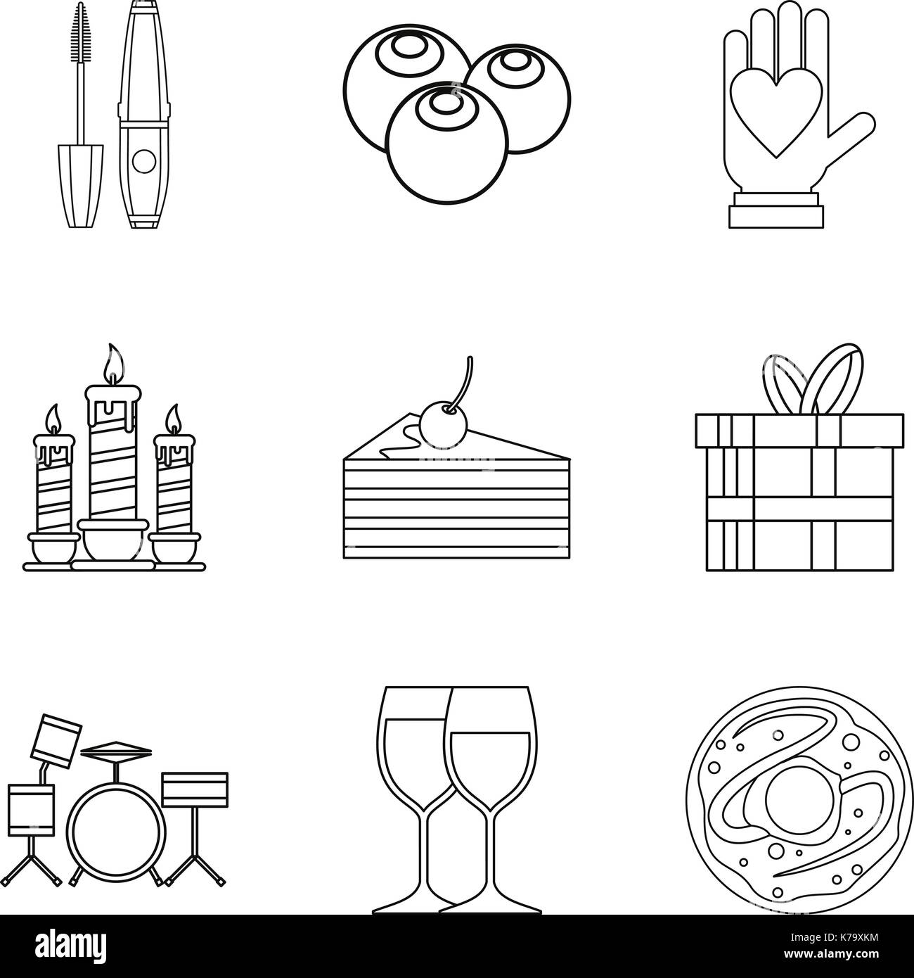 Sweet supper icons set, outline style Stock Vector Image & Art - Alamy