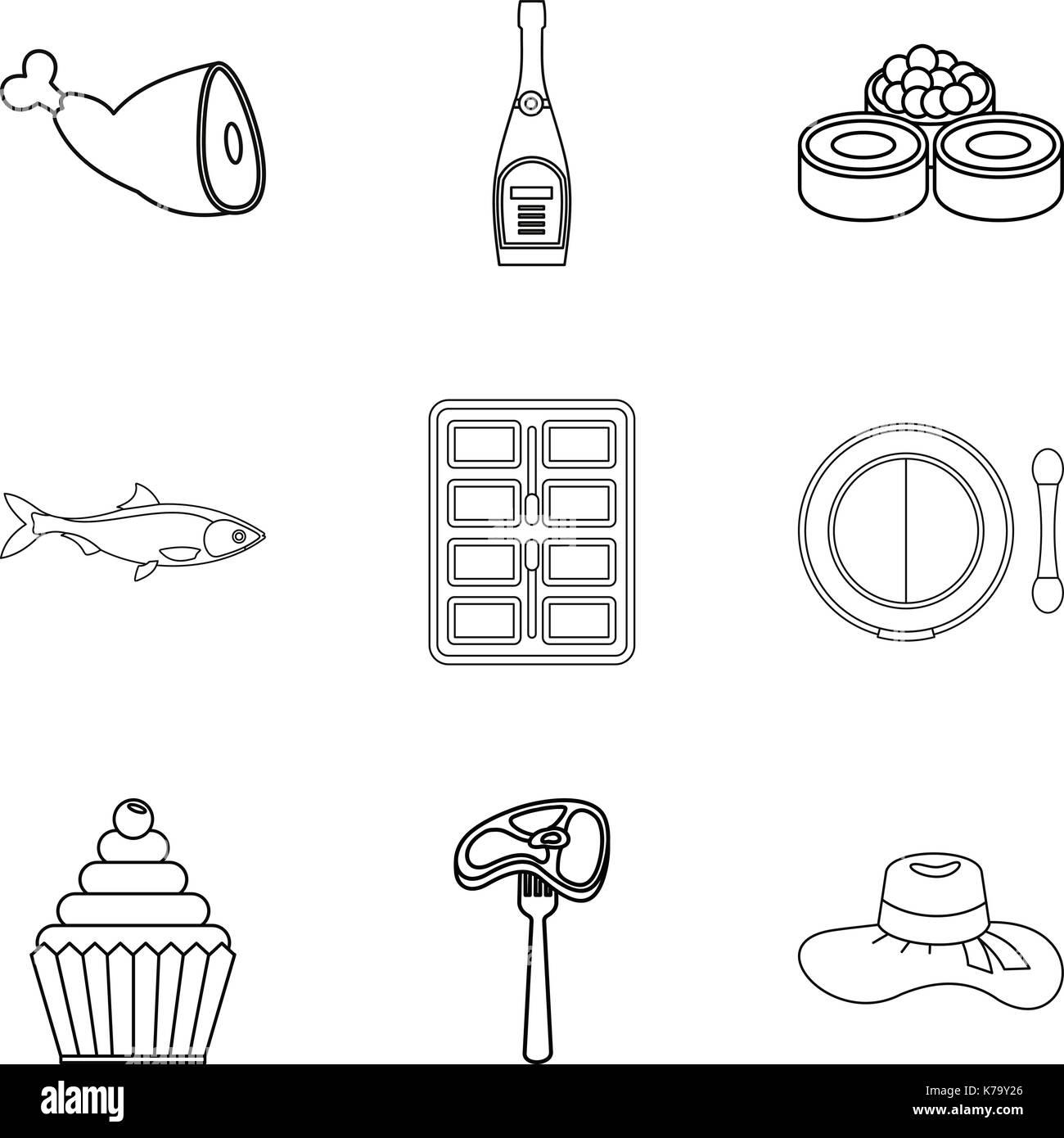 Table setting icons set, outline style Stock Vector Image & Art - Alamy