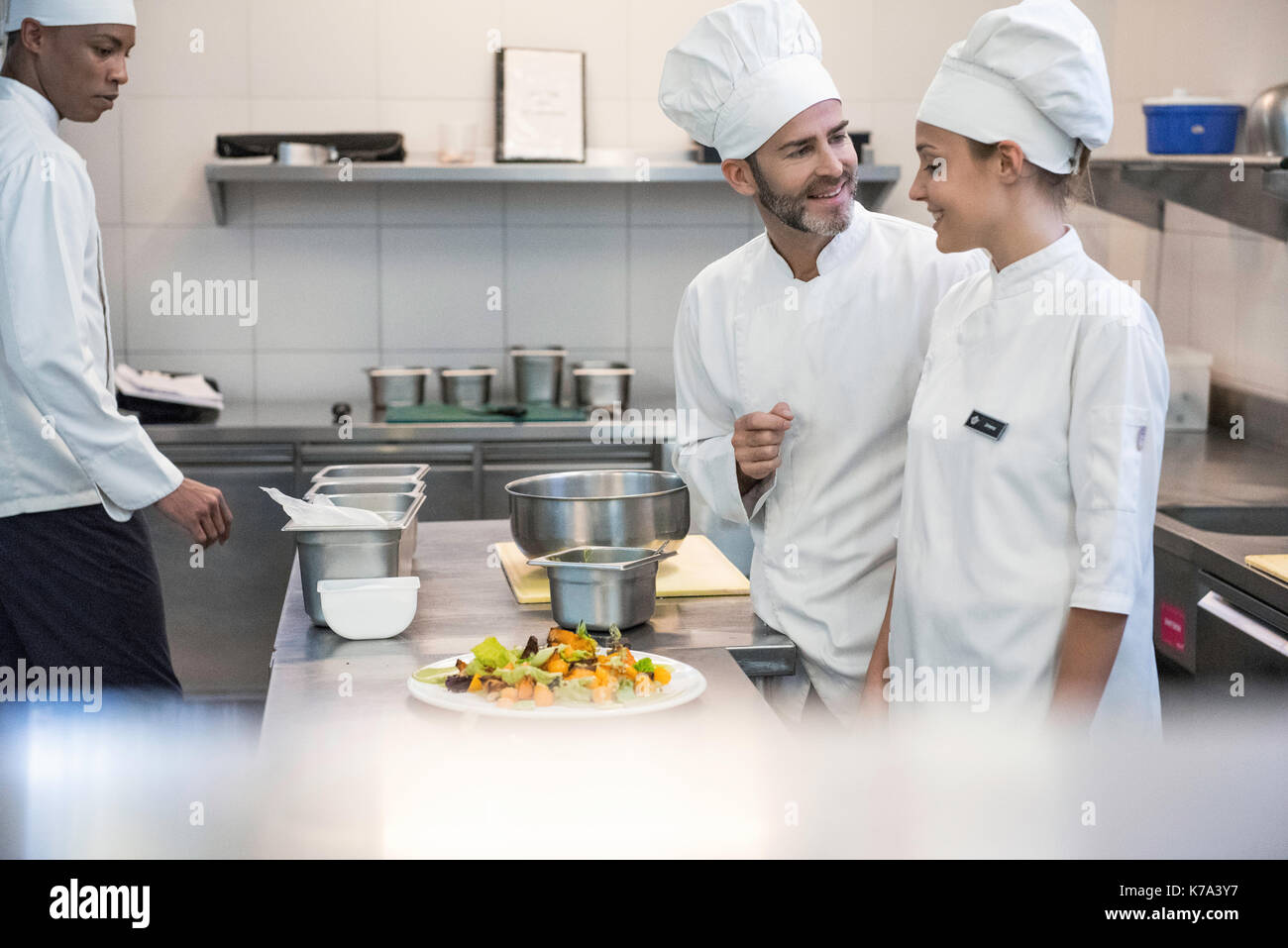 Chefs working together in commercial kitchen Stock Photo - Alamy