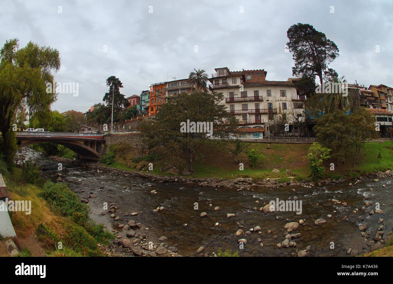 View of the river Tomebamba that crosses the city of Cuenca Stock Photo ...