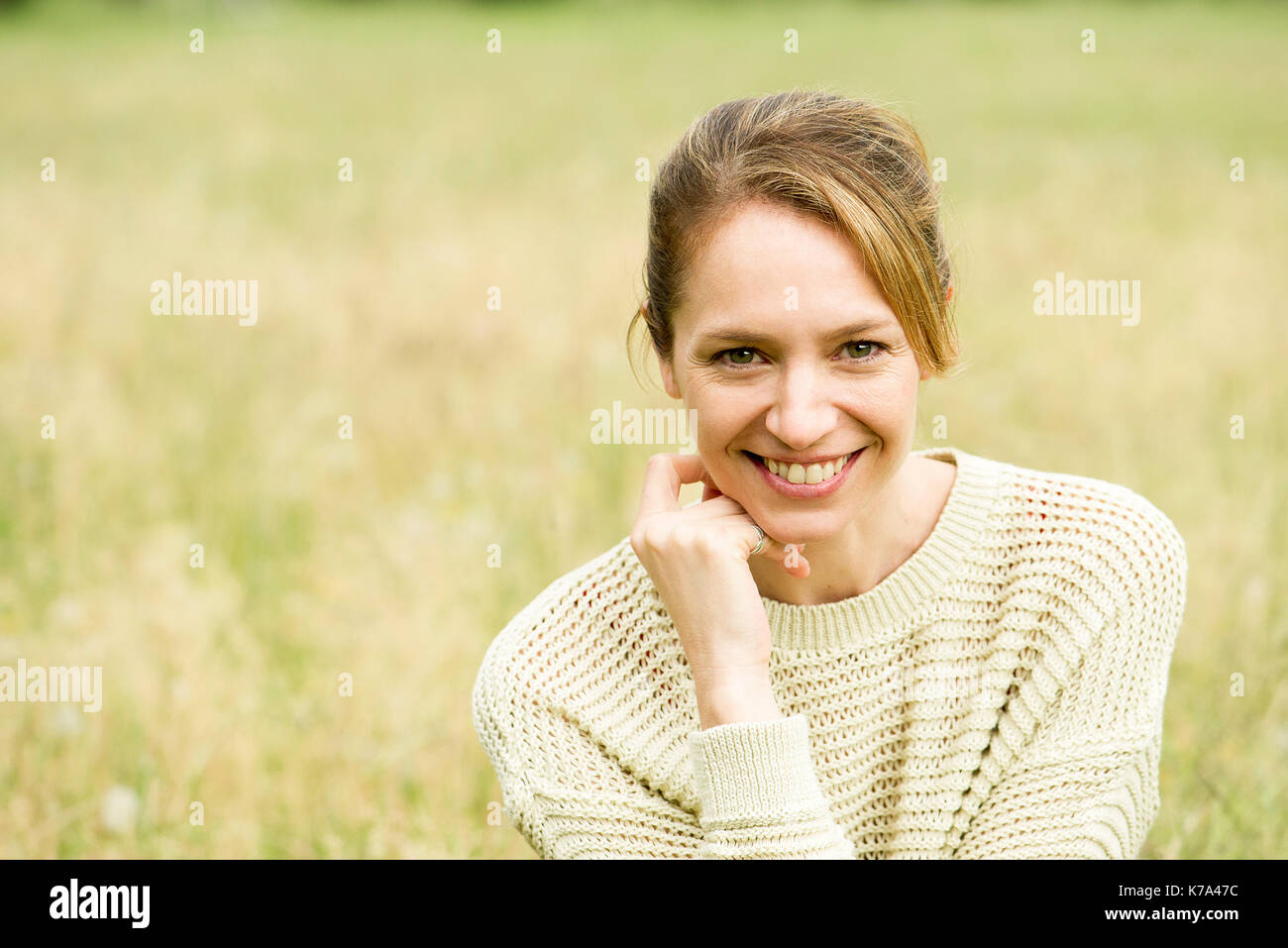 Woman contemplating, portrait Stock Photo - Alamy