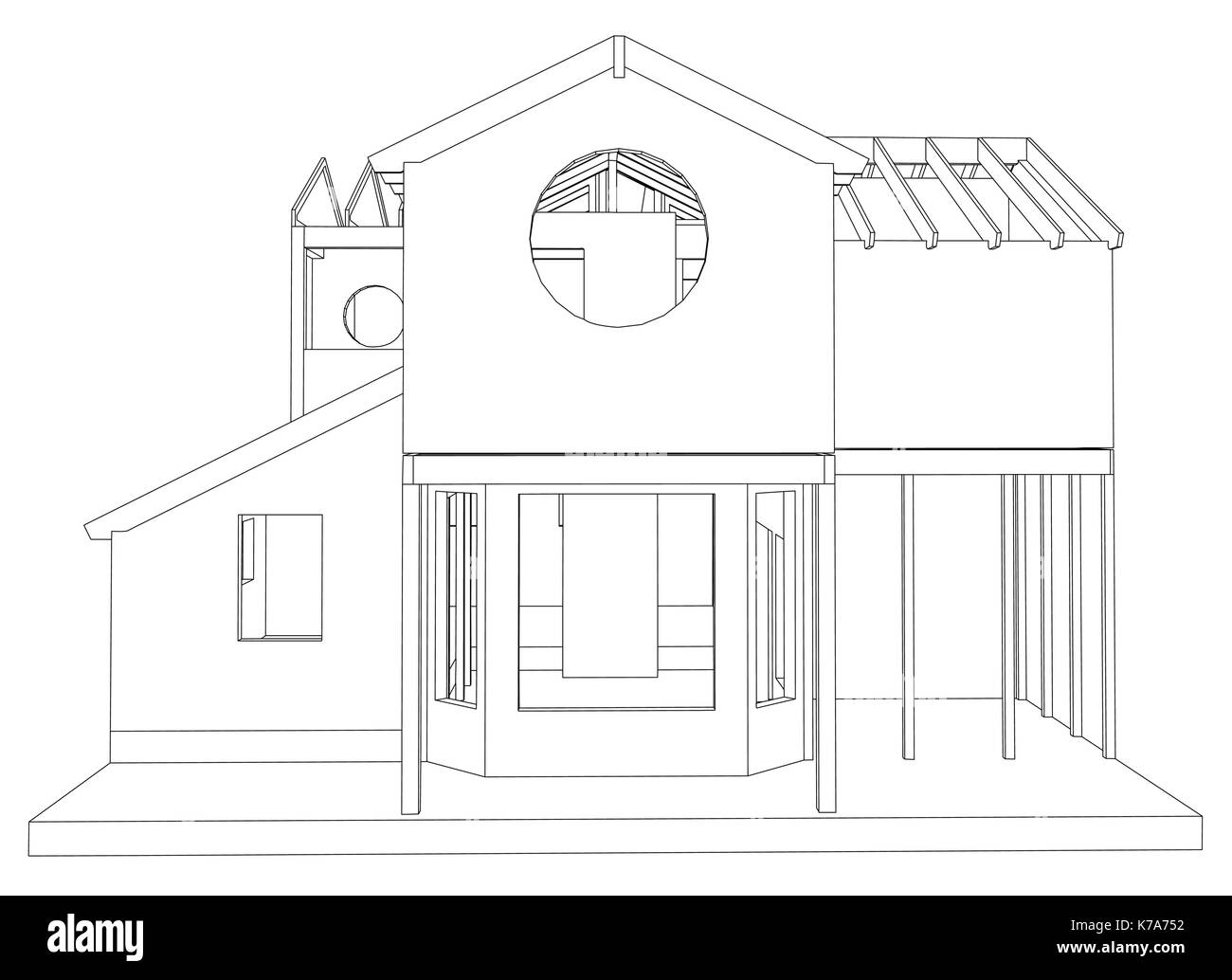 3d wireframe building Stock Vector Images - Alamy