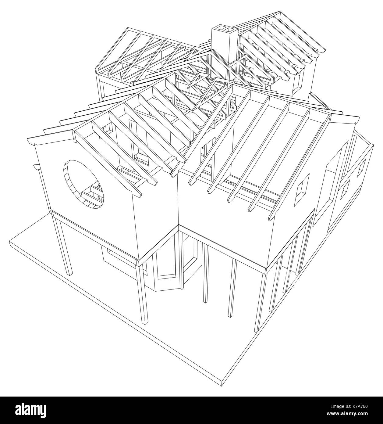 House drawing in vector. The contours of the house. Vector created of ...