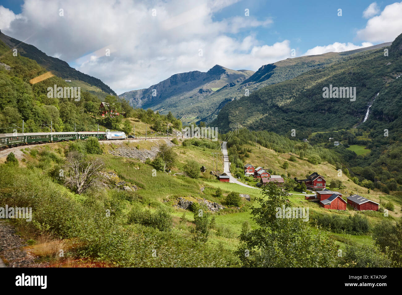 Flam railway landscape. Norwegian tourism highlight. Norway landmark ...