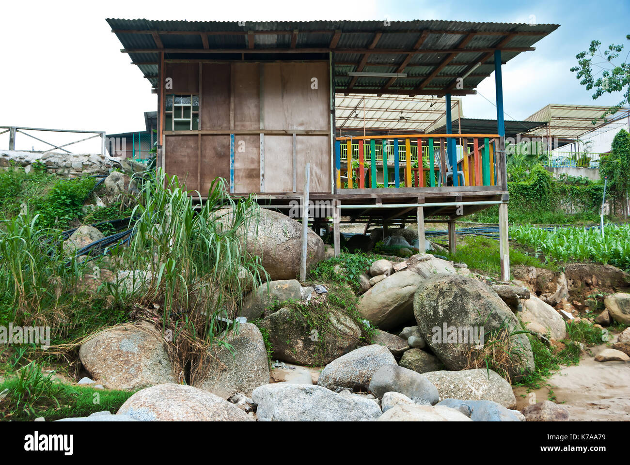 old hut - old hut along river side Stock Photo - Alamy