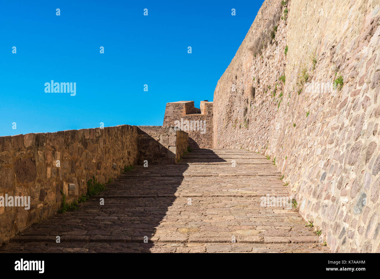 Rampart of the medieval castle of Cardona in Catalonia, Spain Stock ...