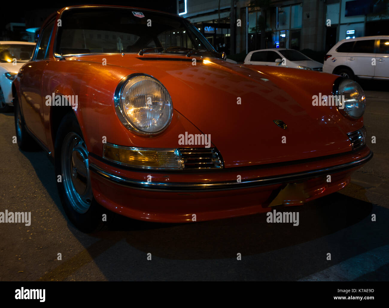 Red sport car close up, Red sport car shoot in night Stock Photo - Alamy