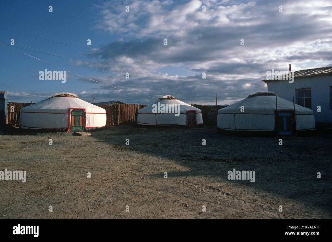 Yurts in compound, Gobi Desert, Gobi-Altai, Mongolia, Asia Stock Photo ...