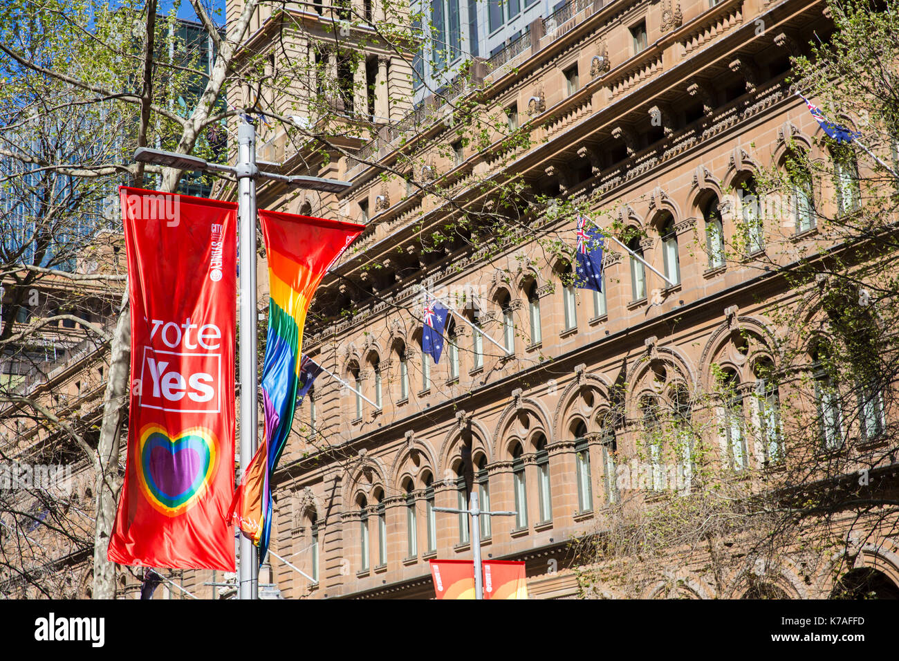 Vote Yes banners for marriage equality erected by City of Sydney in ...