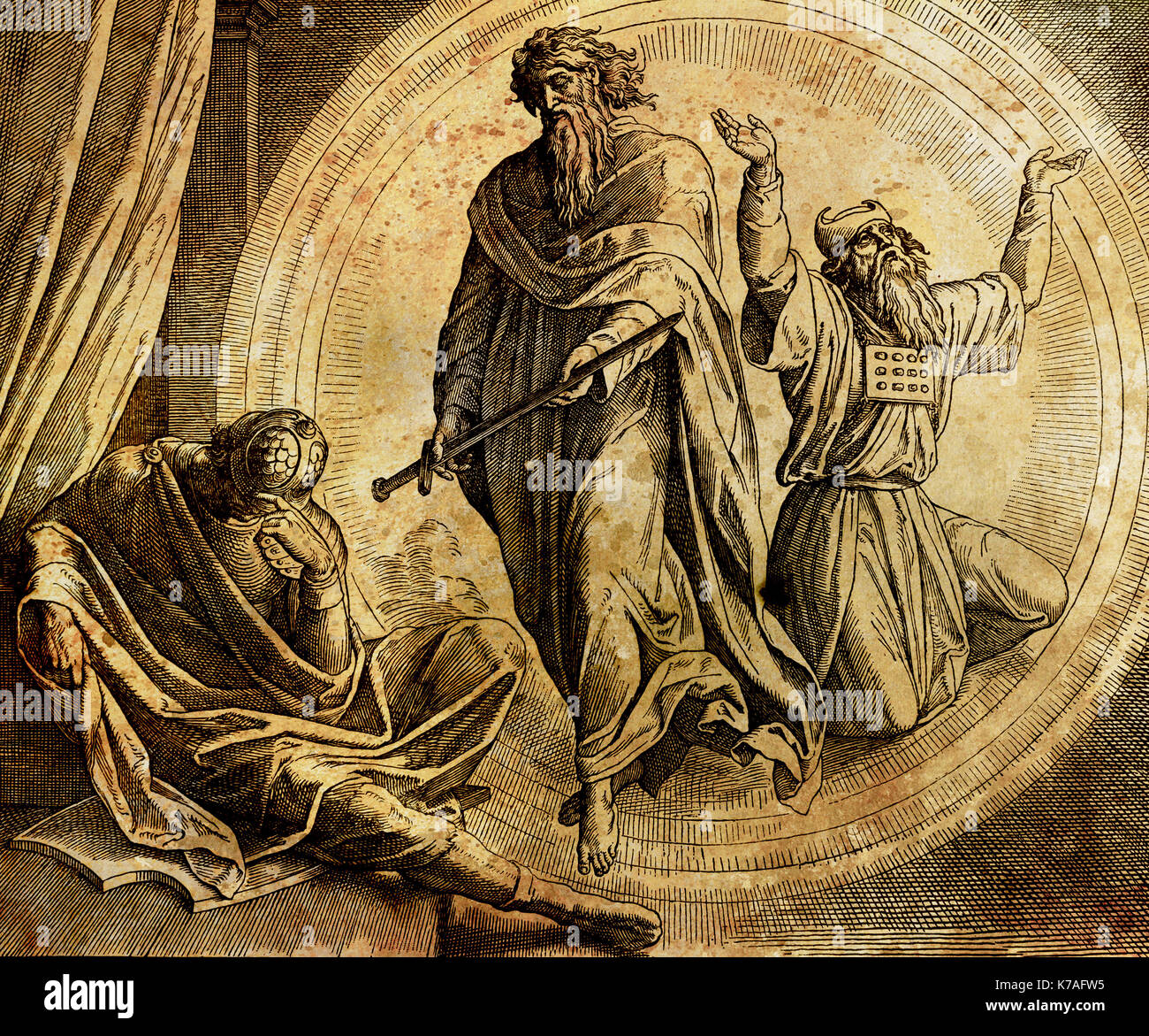 Revelation of jeremiah, graphic collage from engraving of Nazareene ...