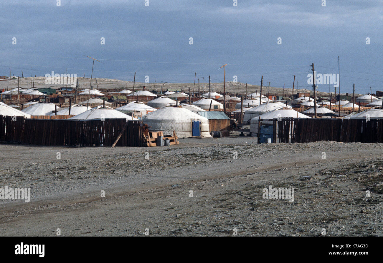 Yurt village in Gobi-Altai, Gobi Desert, Mongolia, Asia Stock Photo - Alamy