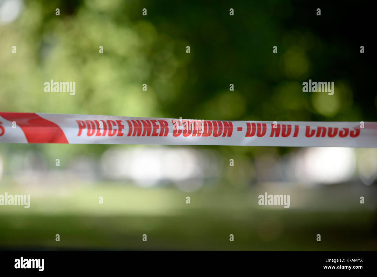 Police incident tape. A terrorist bomb has exploded on a train at ...