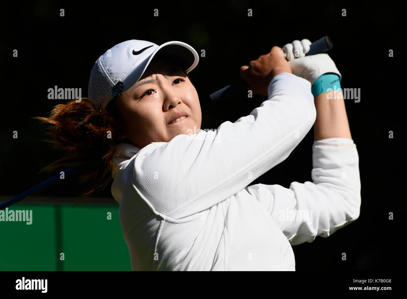 Evian Les Bains. 16th Sep, 2017. Feng Simin of China plays a shot ...