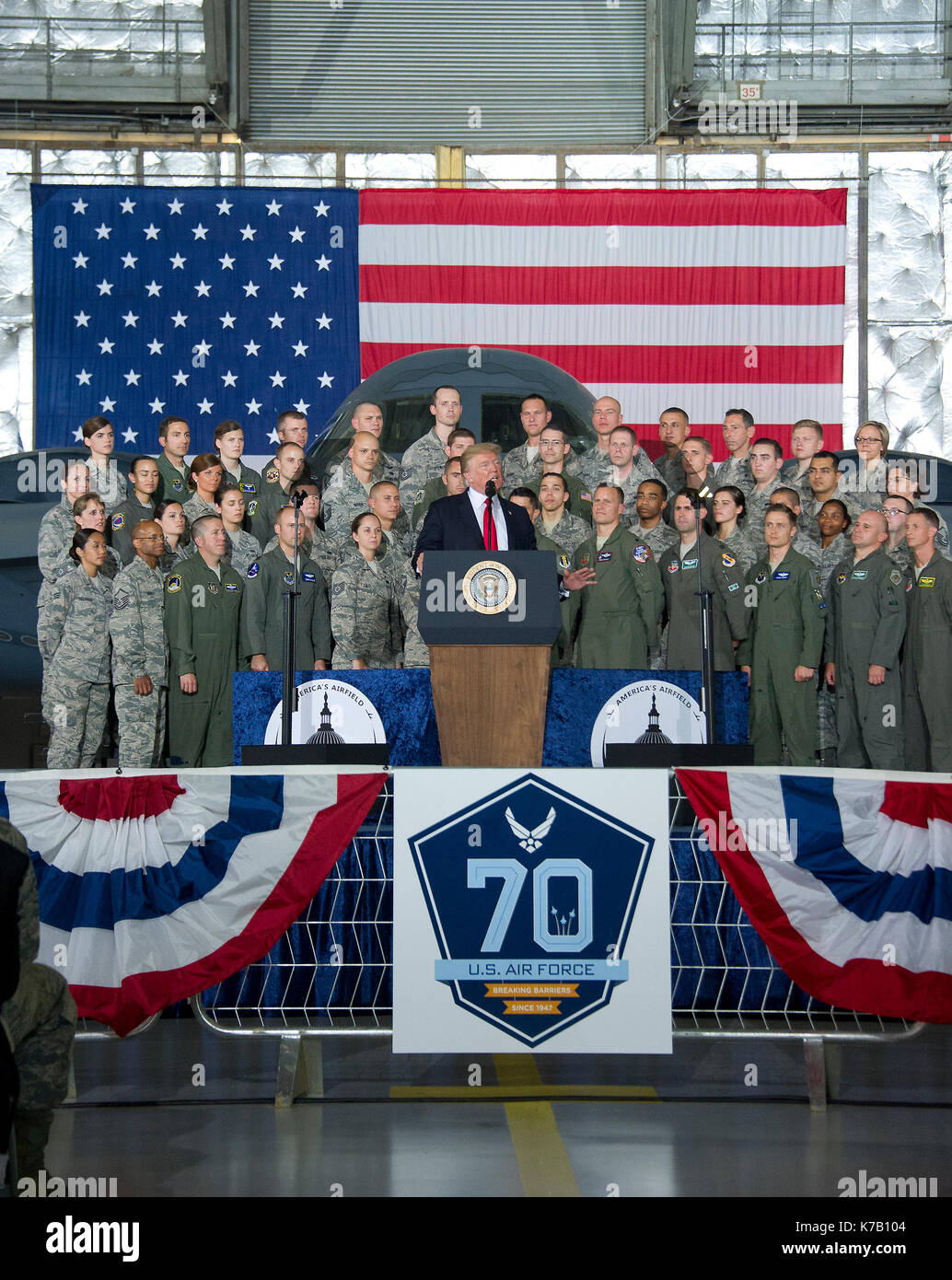 United States President Donald J. Trump delivers remarks to military ...