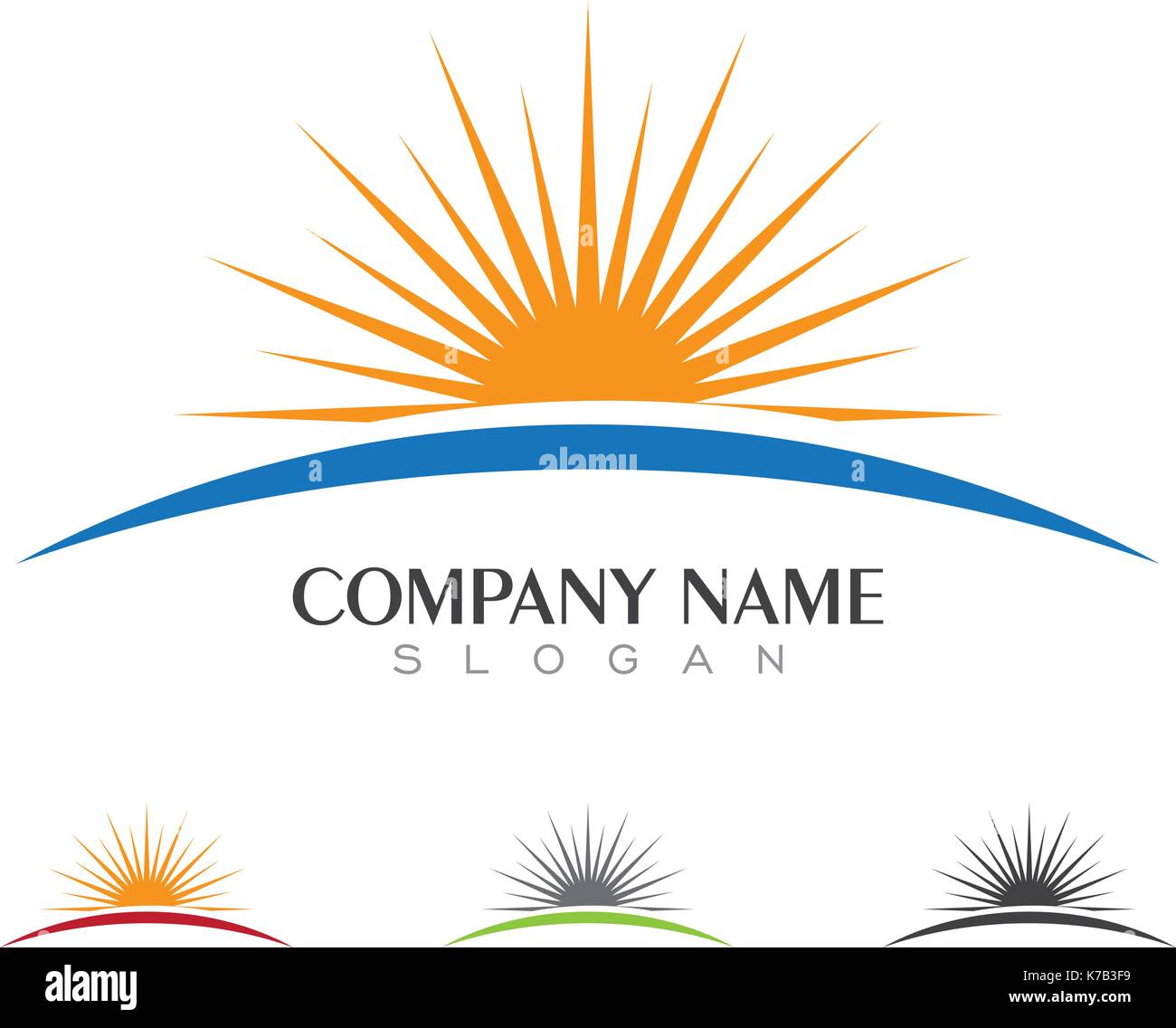 sun Logo Icon Vector Template.Sun over horizon Stock Vector Image & Art ...
