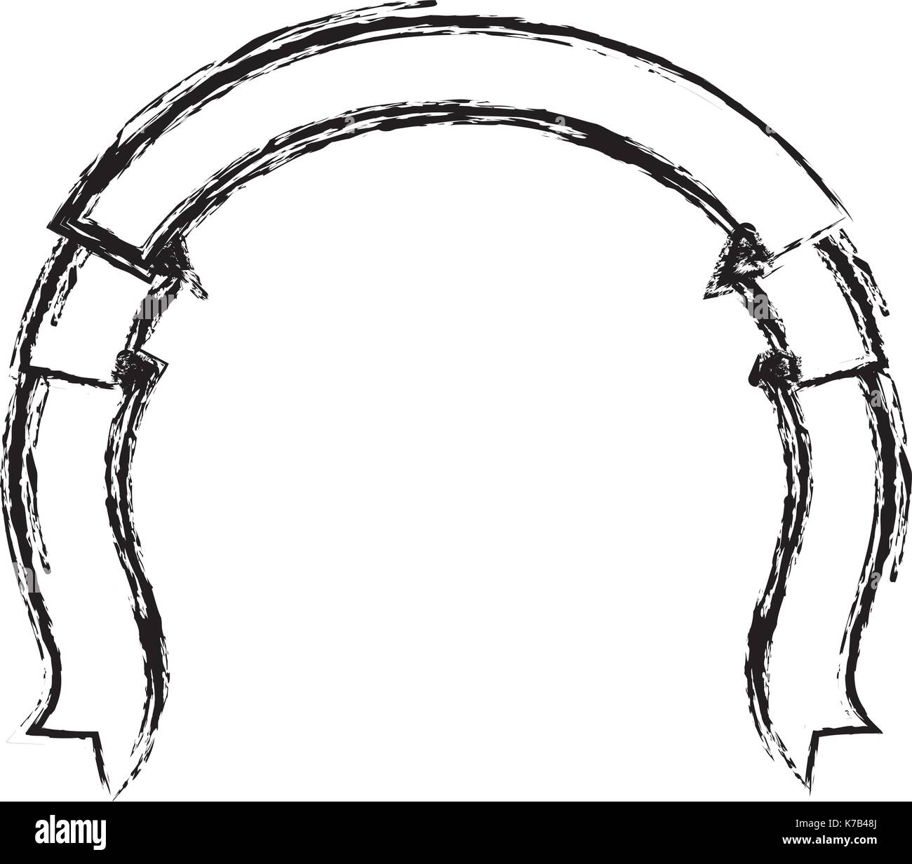 ribbon decorative monochrome blurred silhouette in shape of arch Stock ...