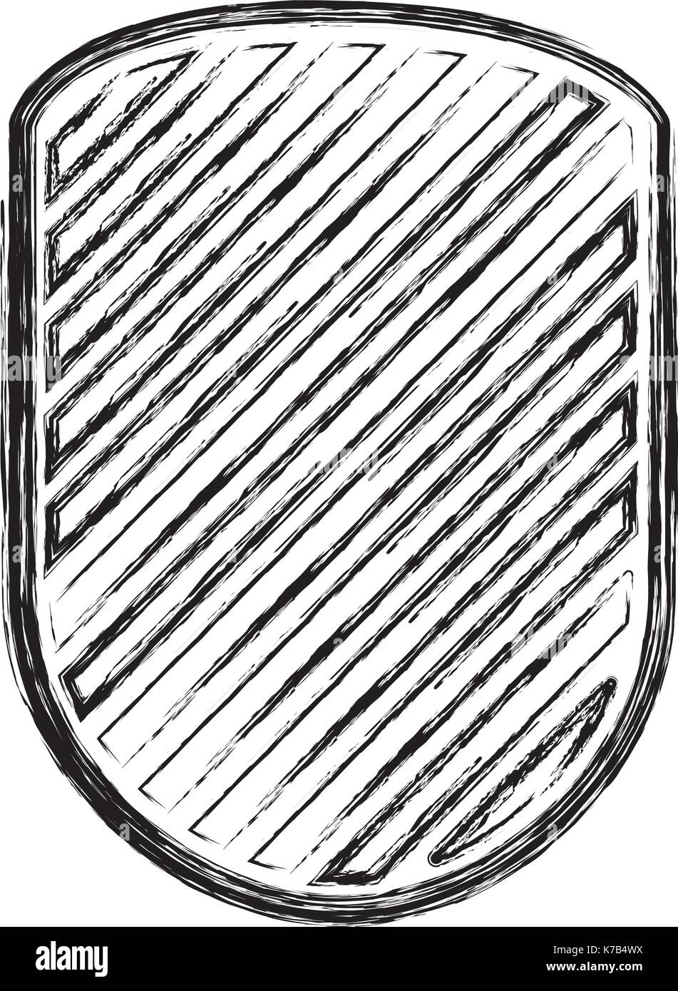 rounded shield in monochrome blurred contour and striped Stock Vector ...