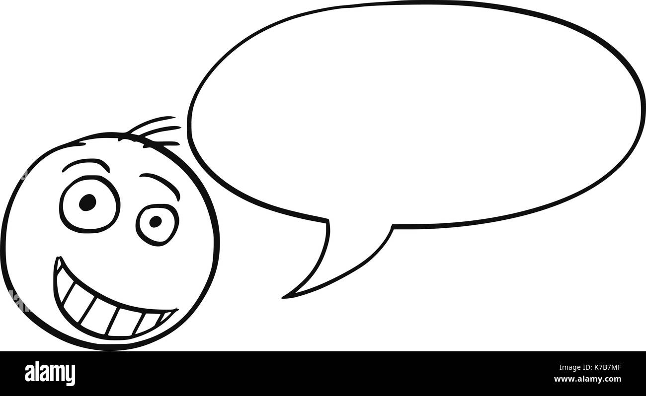 Cartoon illustration of smiling man male boy head with empty text ...
