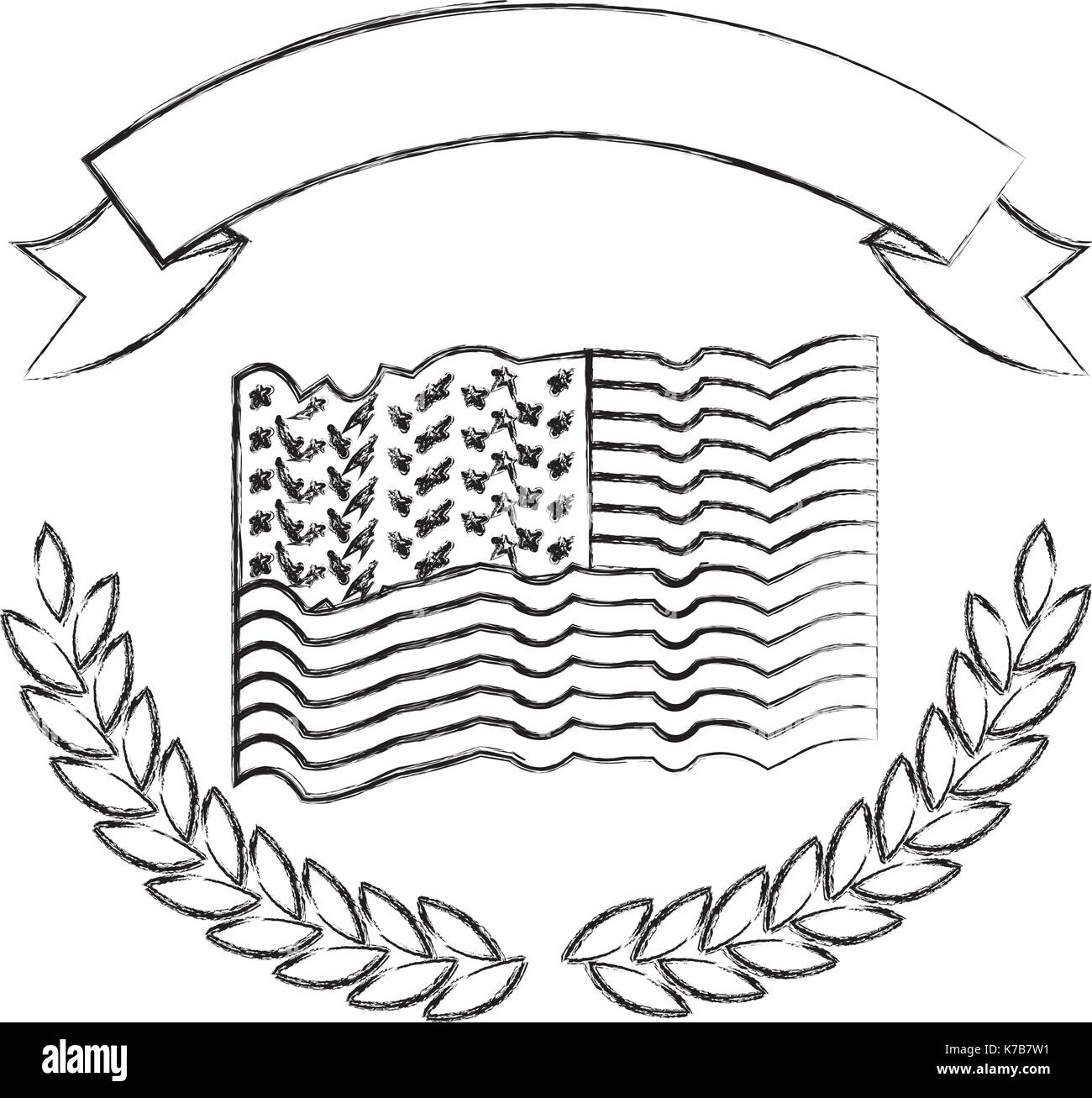 united states flag with olive branch arch on bottom and thick ribbon on ...