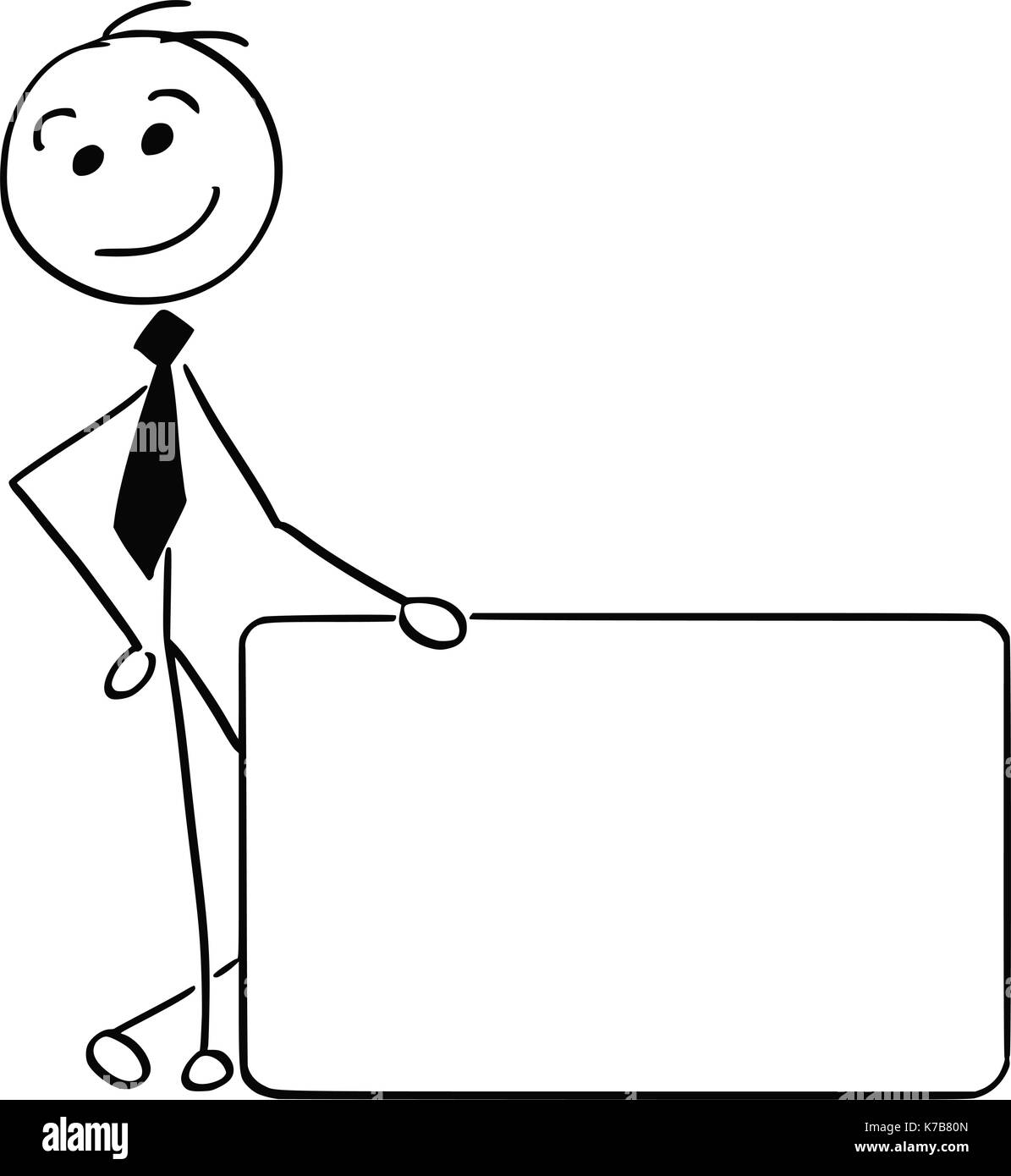 Cartoon stick man illustration of smiling business man businessman ...