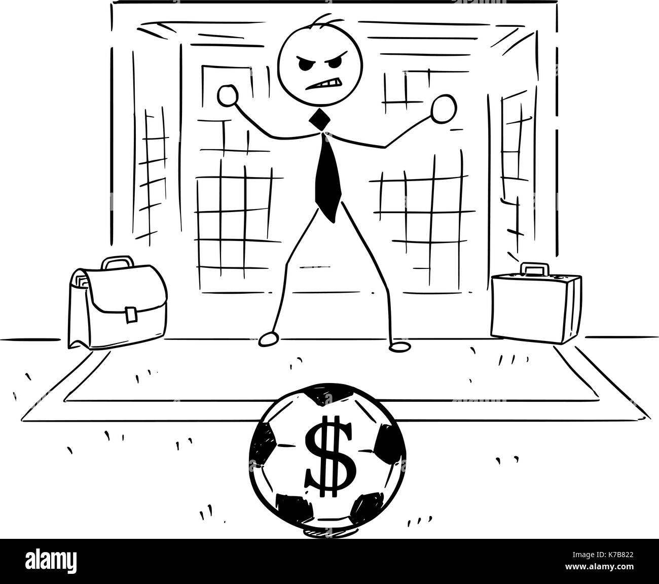 Conceptual cartoon vector illustration of stick man businessman as ...