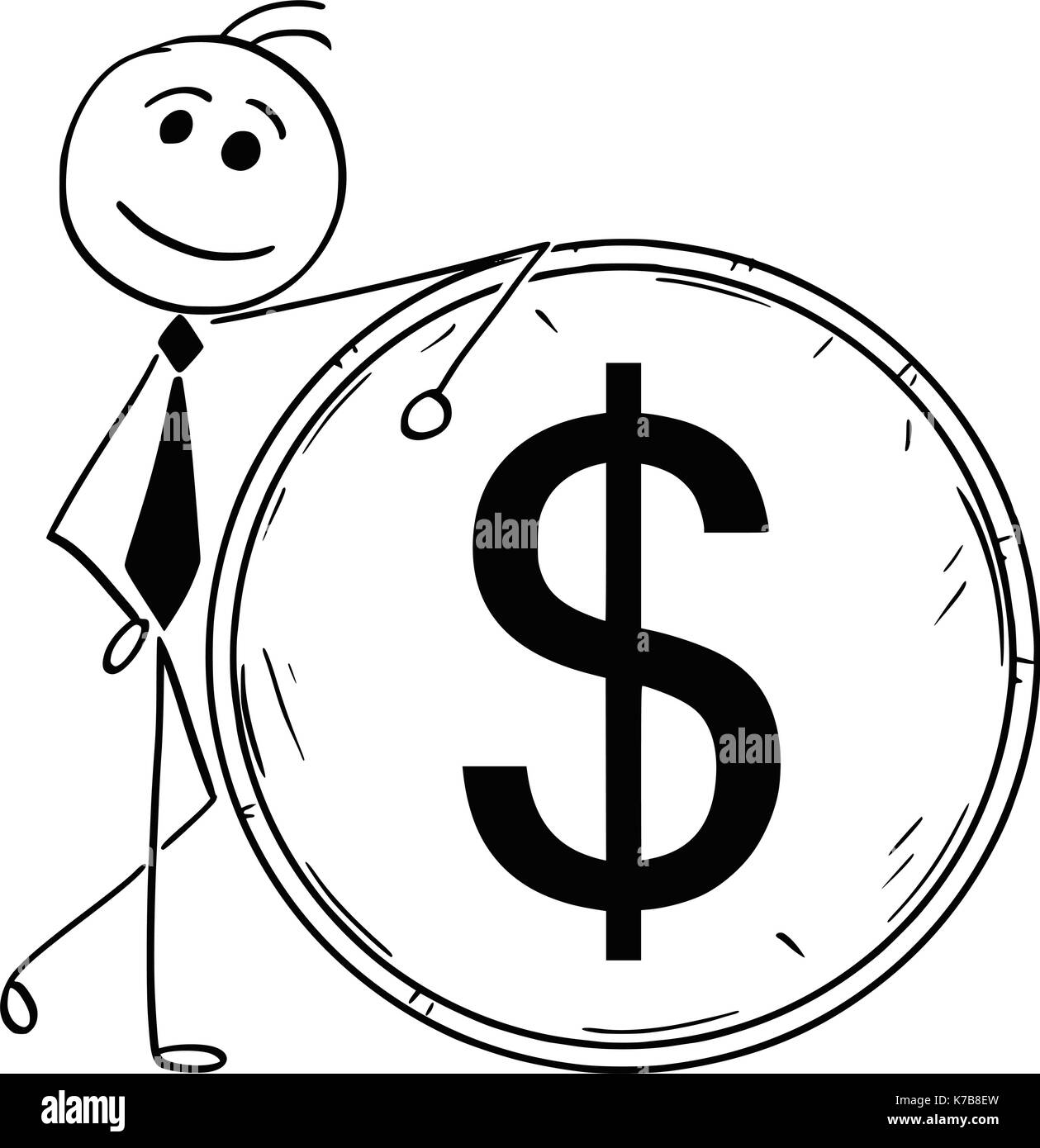 Cartoon stick man illustration of smiling Business man businessman ...