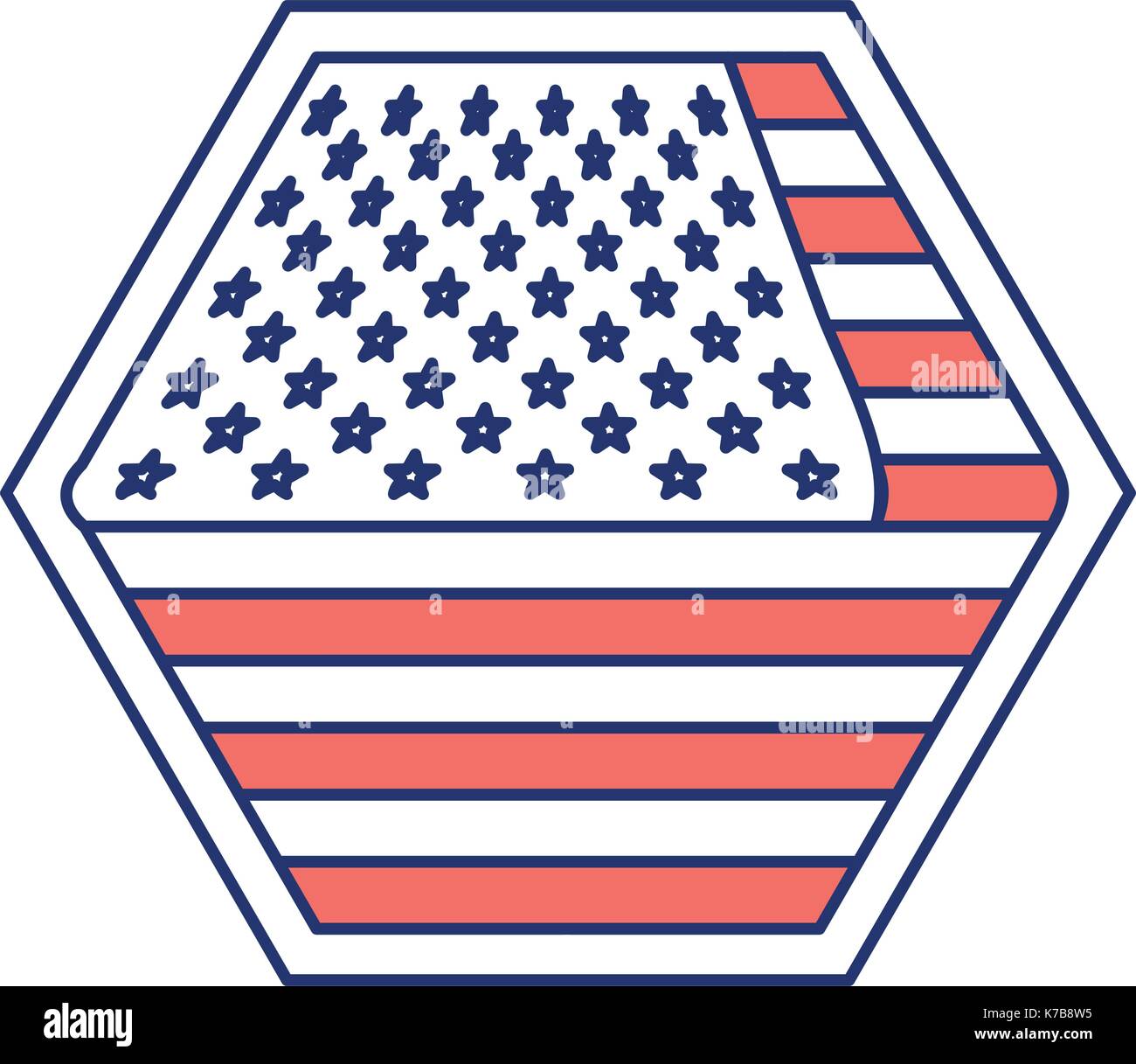 shield in hexagon shape with flag united states of america color ...