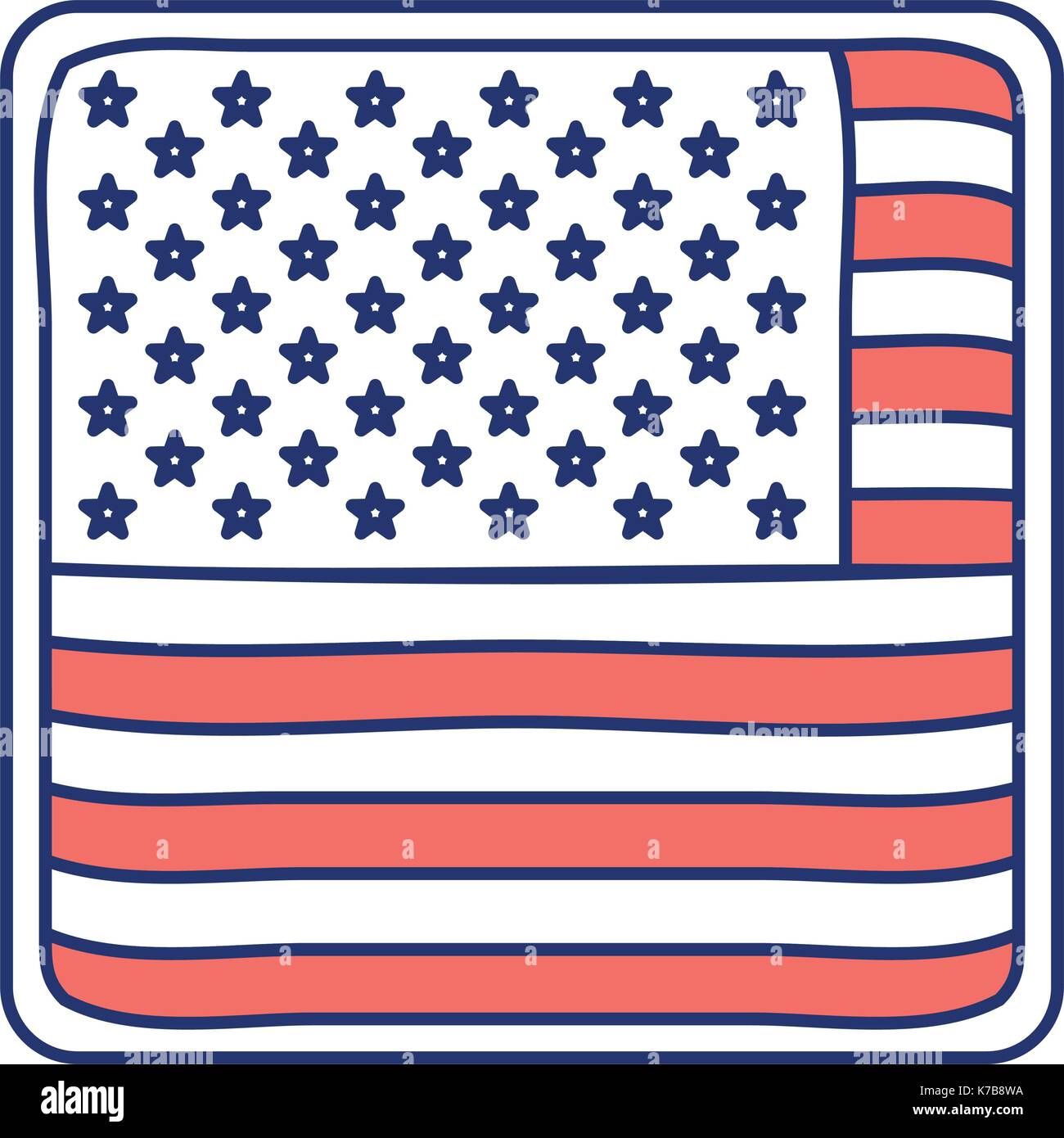 shield in square shape with flag united states of america color ...