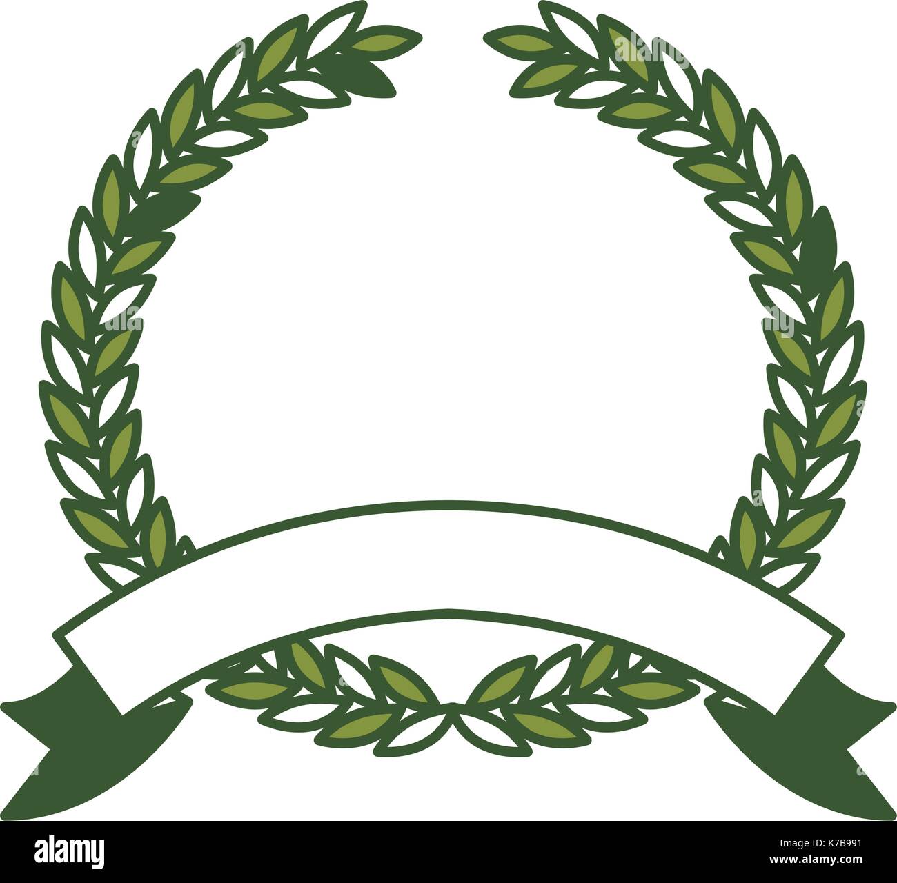 olive branch green crown and ribbon on bottom in closeup Stock Vector ...