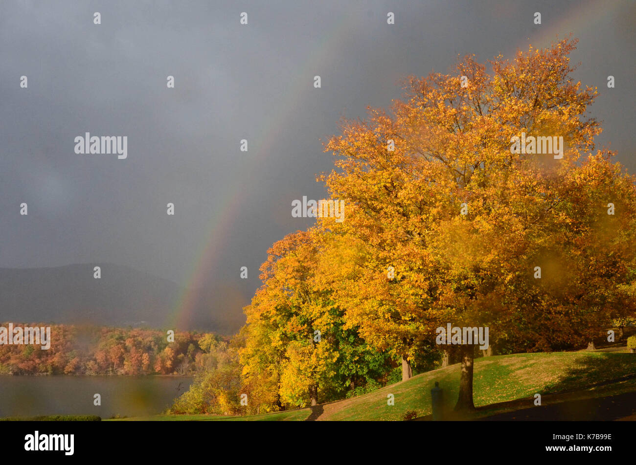 Rainbows over the Hudson River, seen from Trophy Point, U.S. Military ...