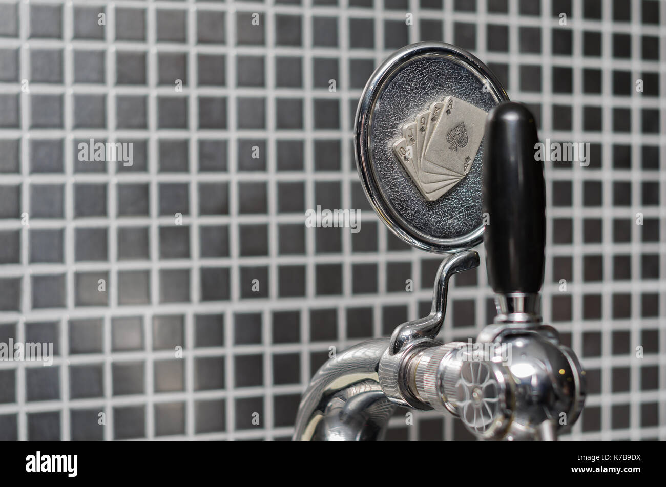 Beer tap with medallion with question mark as description Stock Photo ...