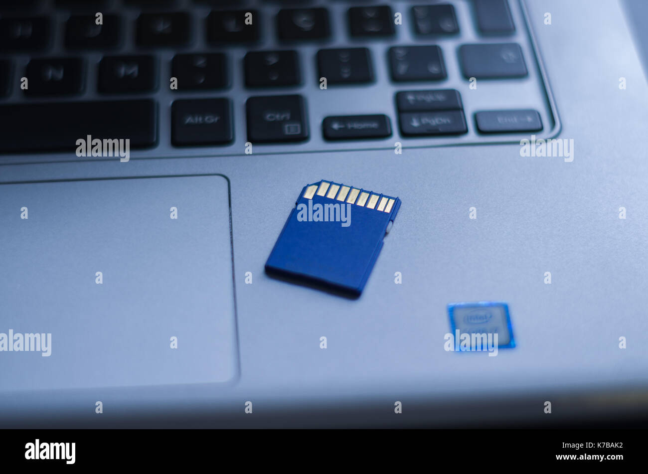 SD memory card on top of computer Stock Photo - Alamy