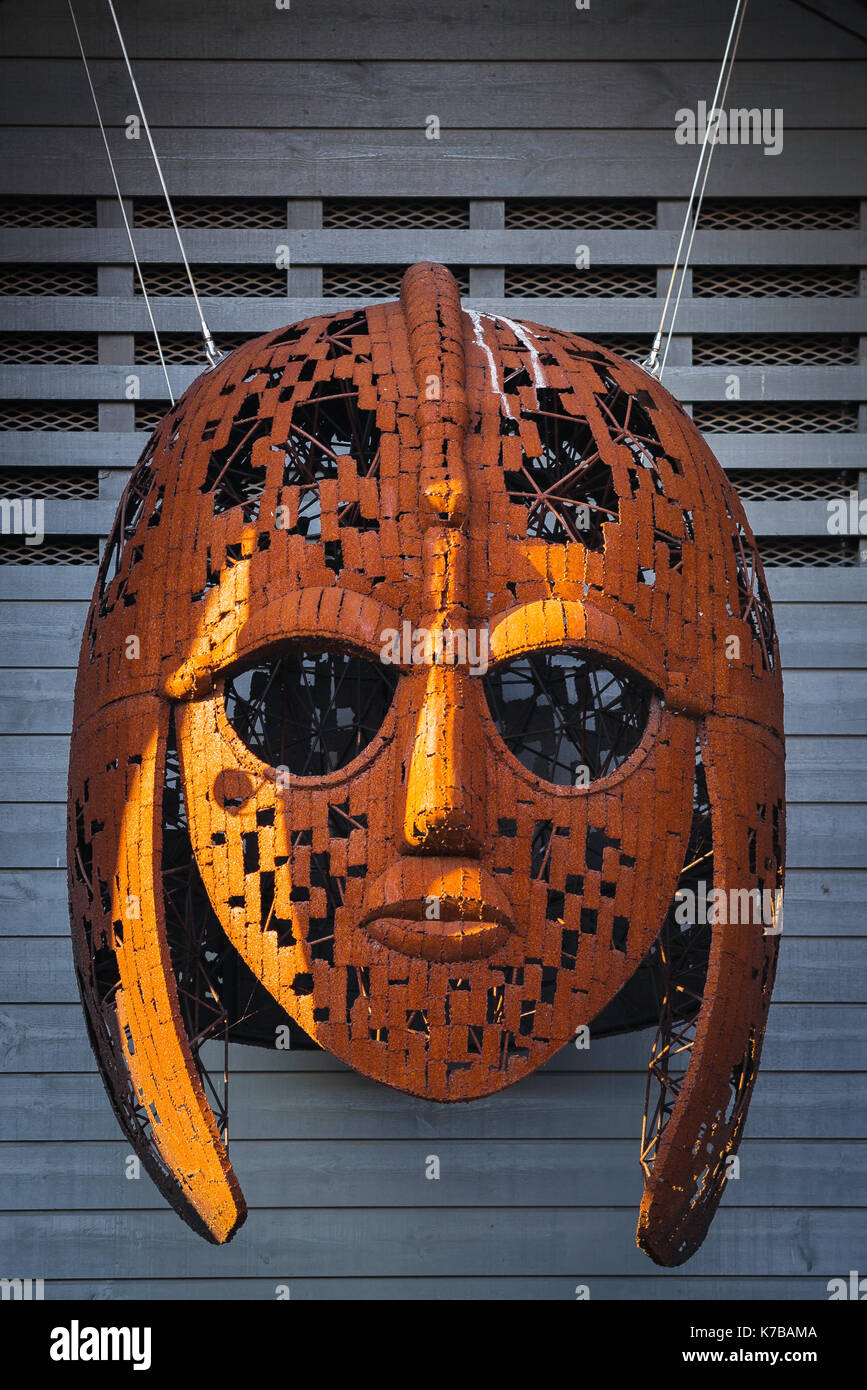 Sutton Hoo helmet Suffolk, huge sculptural replica of an Anglo Saxon ...