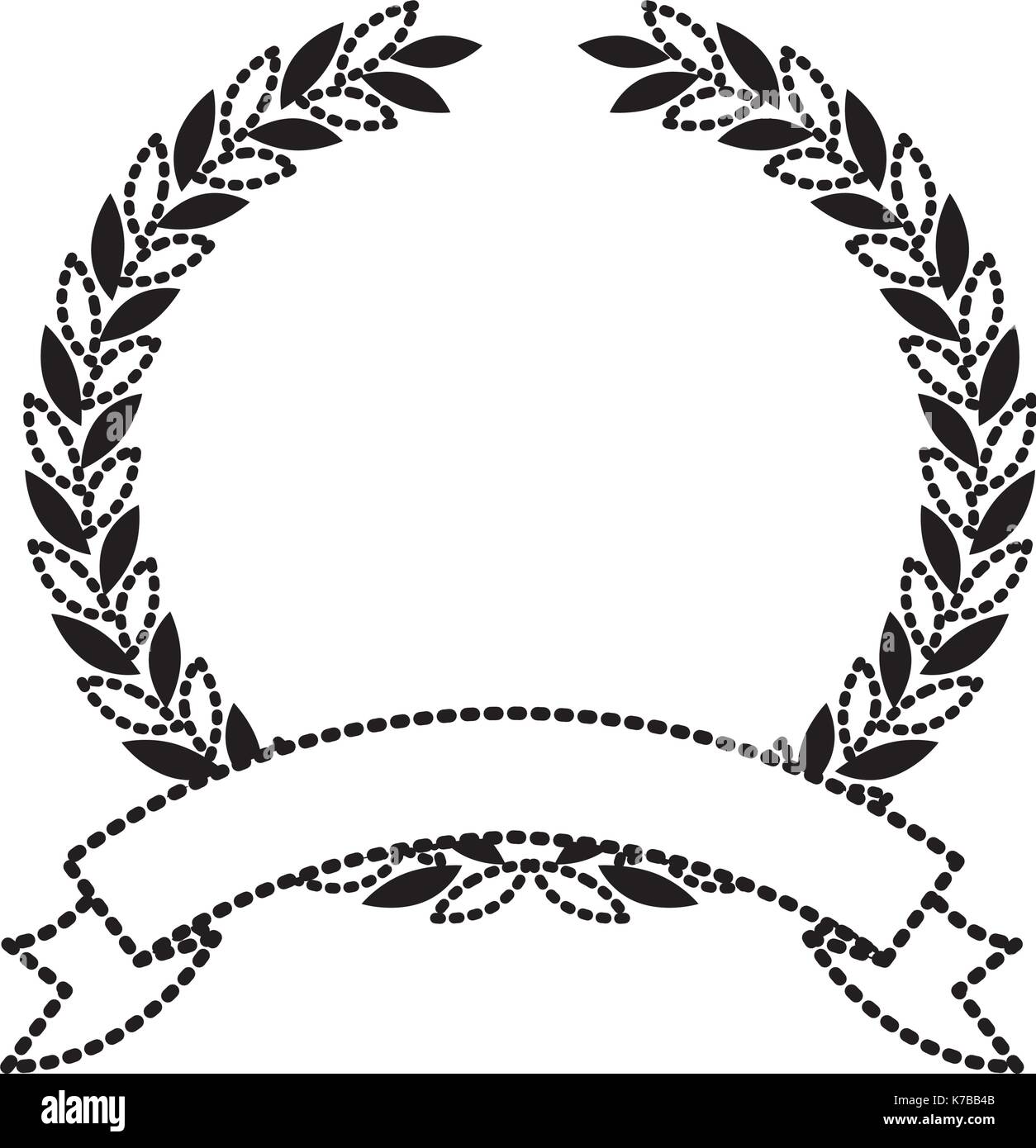 olive branch black silhouette dotted crown with ribbon on bottom Stock ...