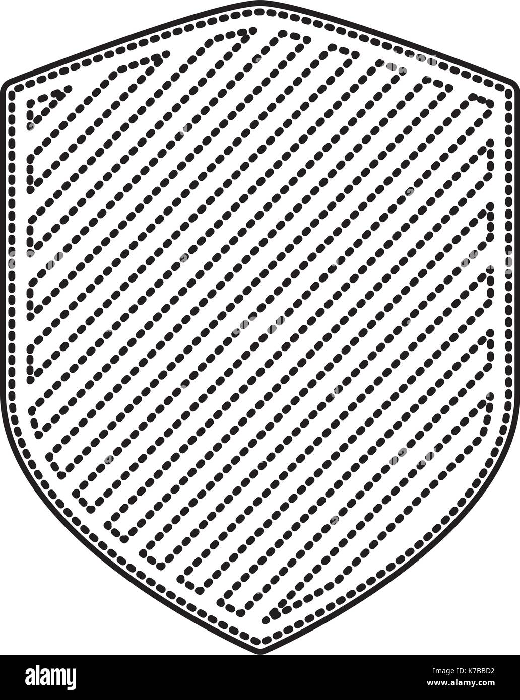 shield in monochrome dotted contour and stripe design Stock Vector ...
