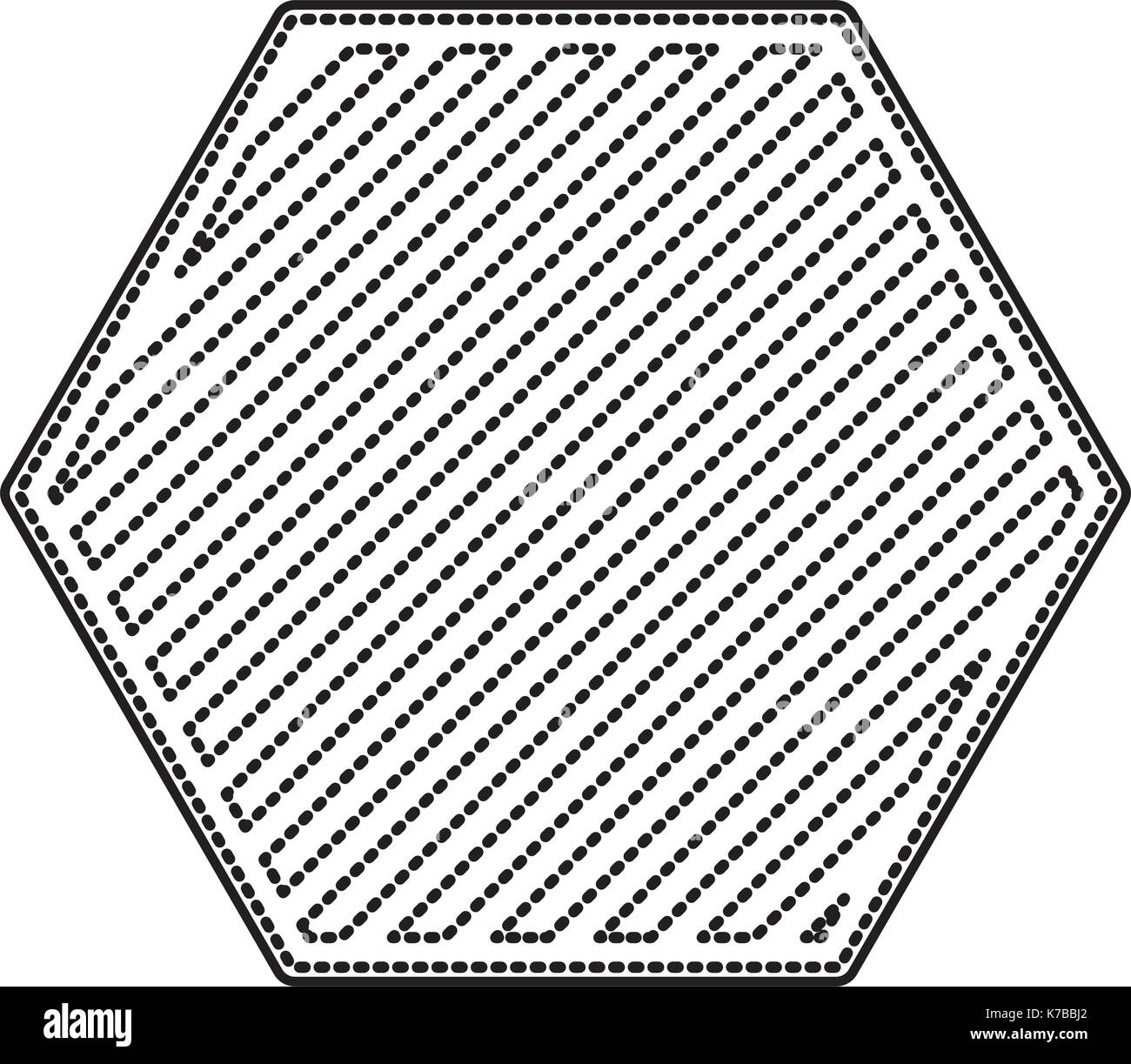 hexagon emblem monochrome dotted contour and striped Stock Vector Image ...