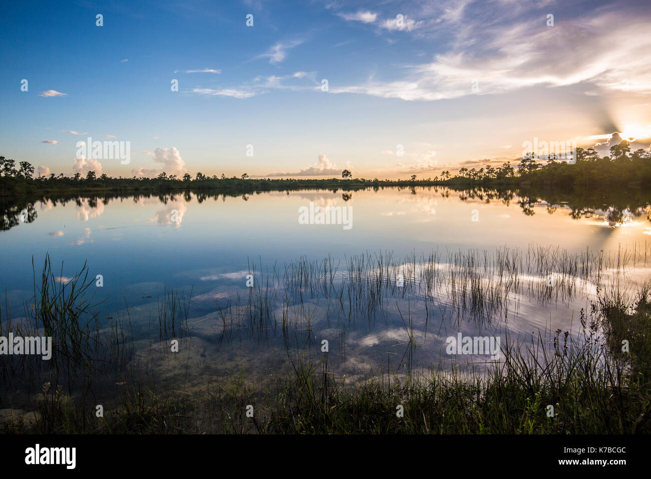 Everglades Sunset National Park lake reflections Stock Photo - Alamy