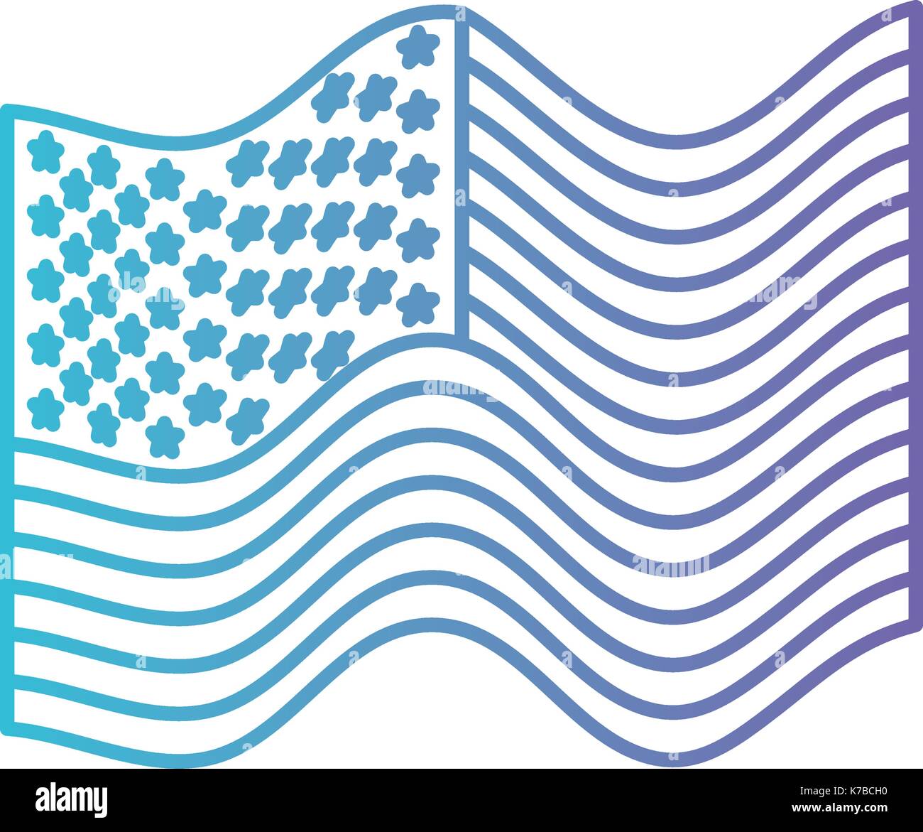 flag united states of america waving in color gradient silhouette from ...